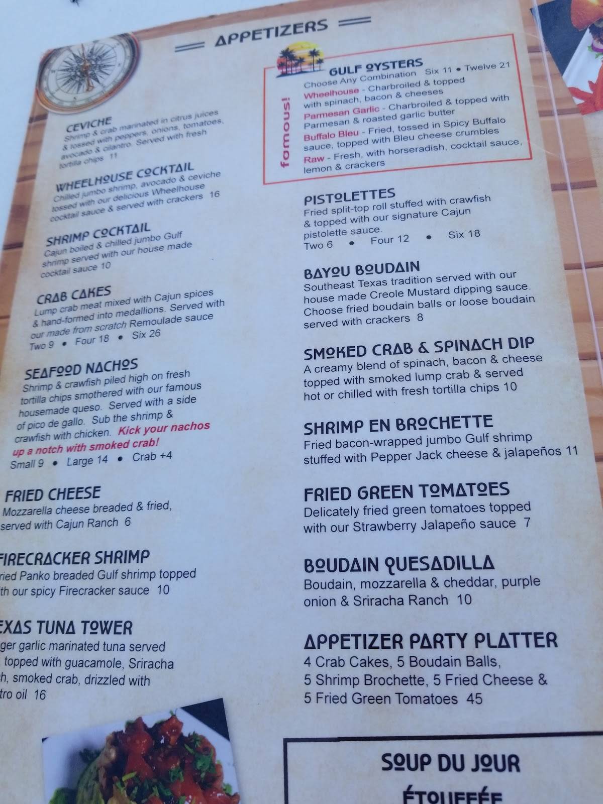 Menu at Neches River Wheelhouse restaurant, Port Neches