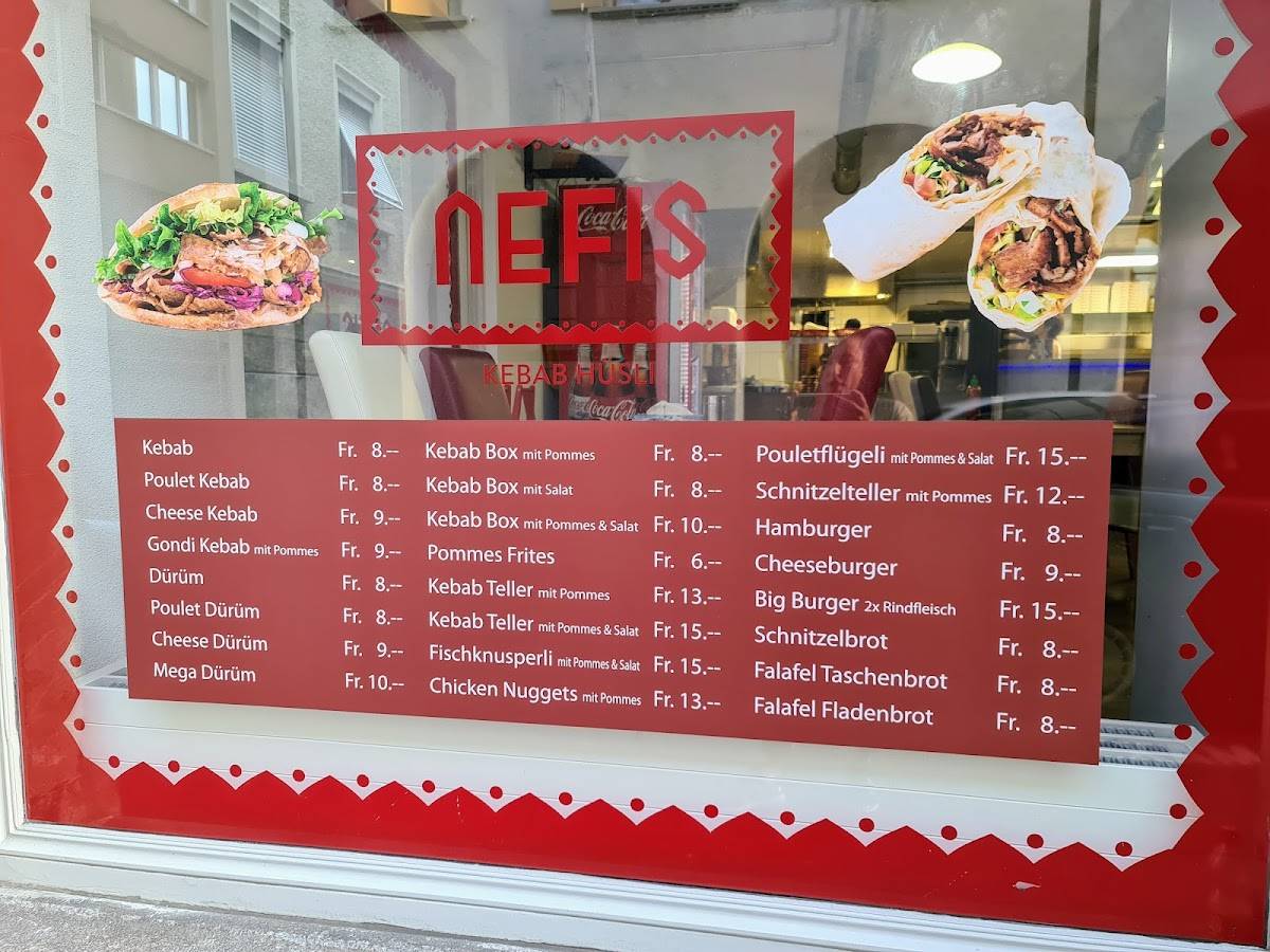 Menu au Nefis Kebab Hüsli, Arbon