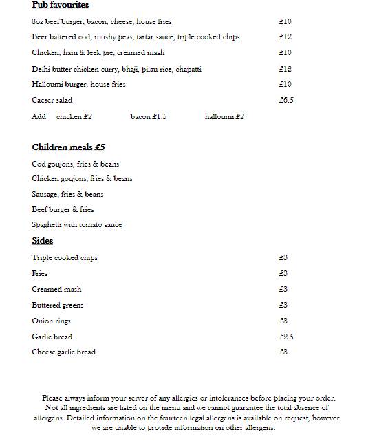 Menu at The Farmers Arms pub & bar, Newport, Goldcliff Rd