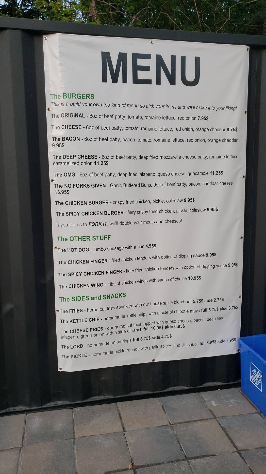 Menu at No Forks Given restaurant, Ottawa