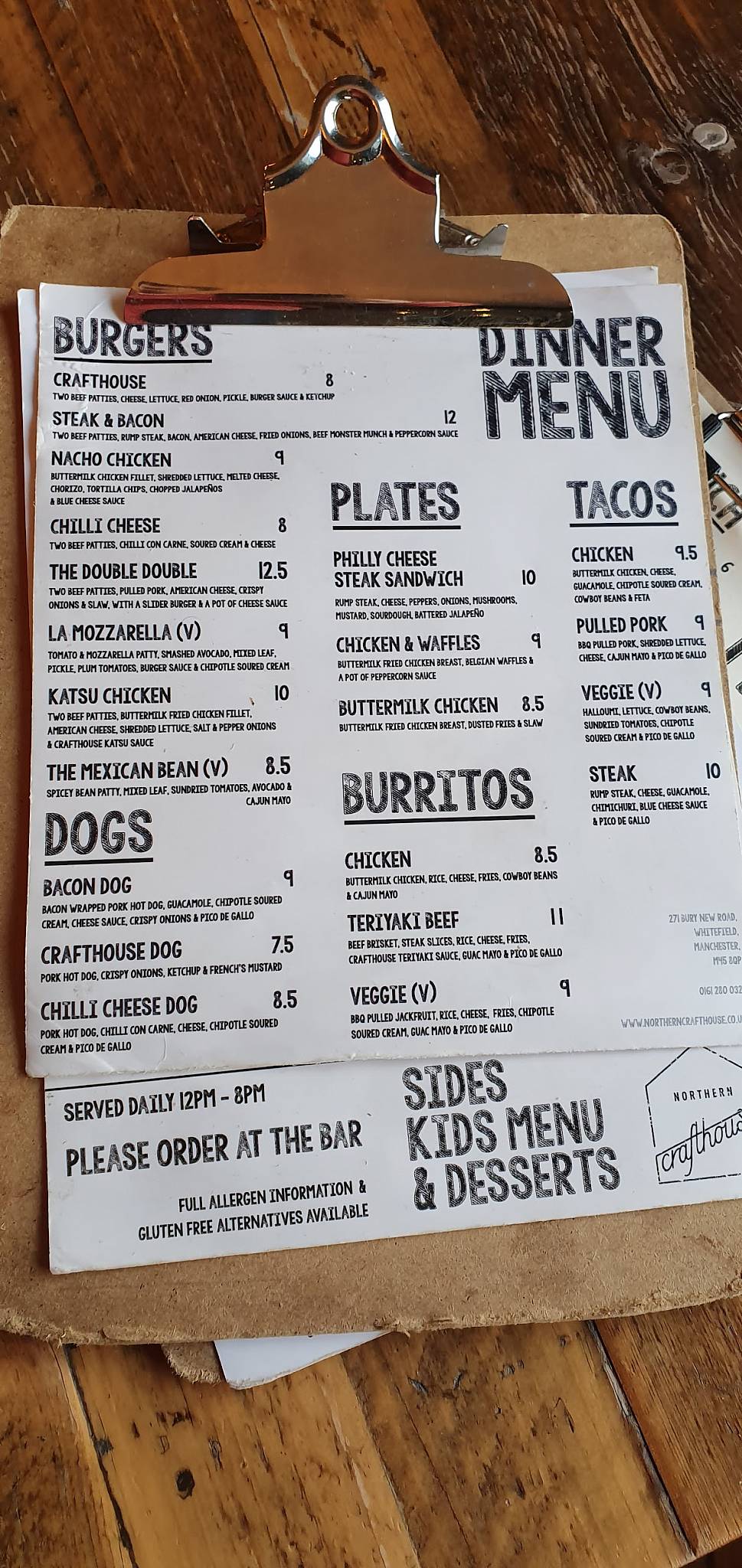 Menu at Northern Crafthouse pub & bar, Whitefield