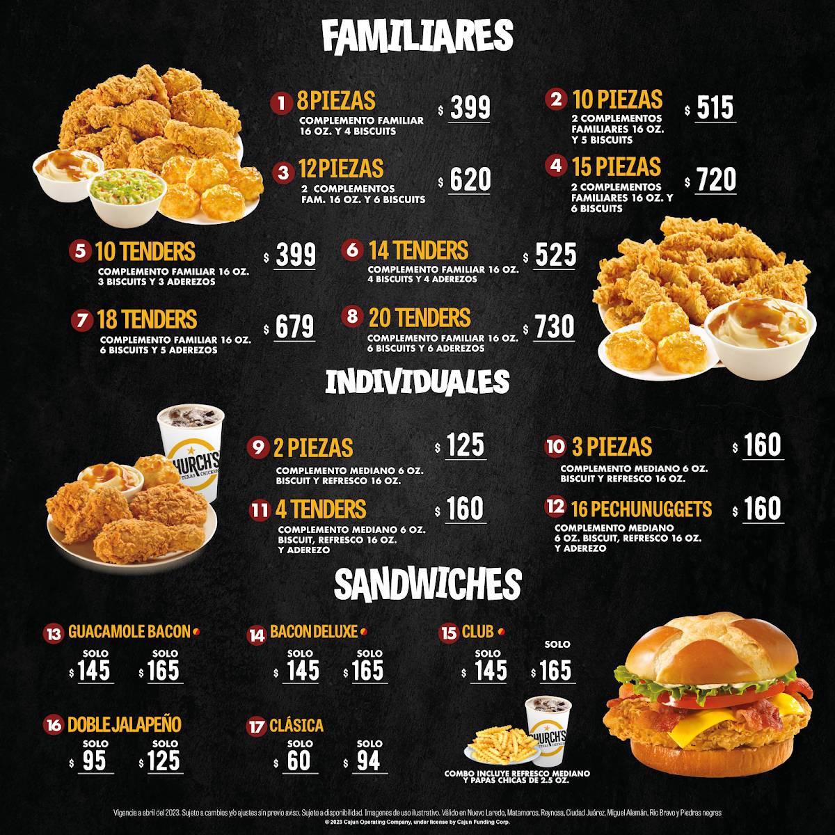 Carta del restaurante Church's Chicken, Nuevo Laredo, Av. Vicente ...
