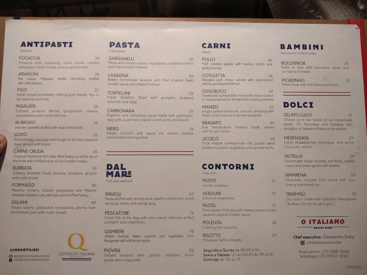 Menu em O Italiano Restaurante, Belo Horizonte