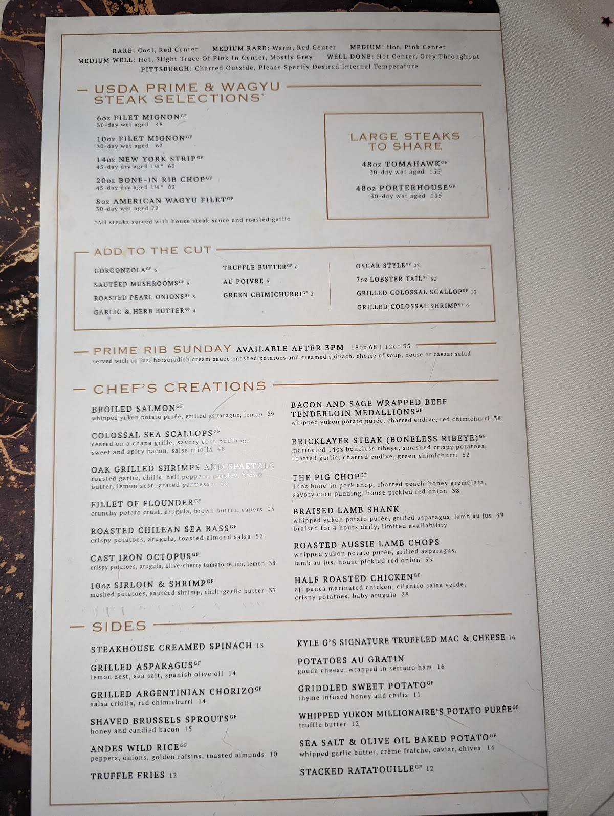 Menu at Oak And Ember Steakhouse, Port St. Lucie
