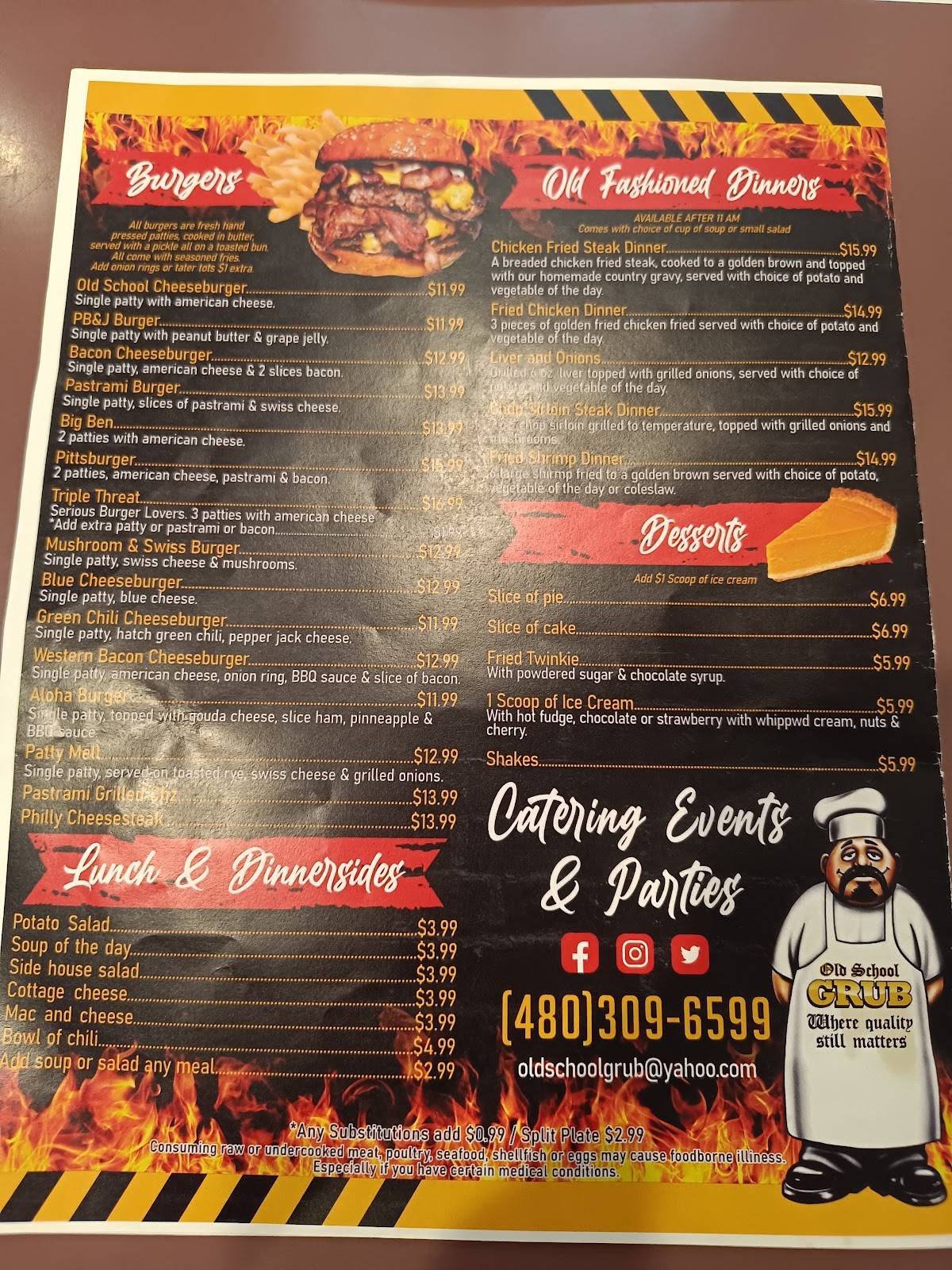 Menu at Old School Grub/ OSG Cafe, Mesa, E Main St