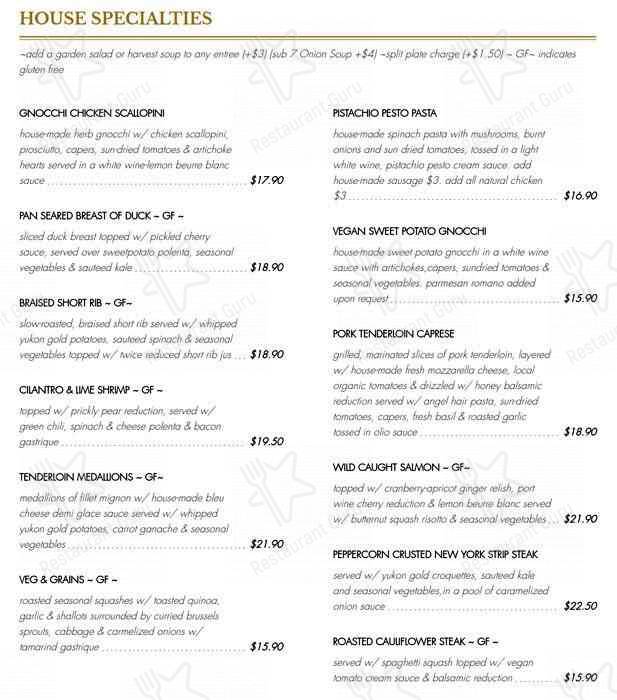 Menu at Harvest Restaurant, Oro Valley, N La Cañada Dr #141