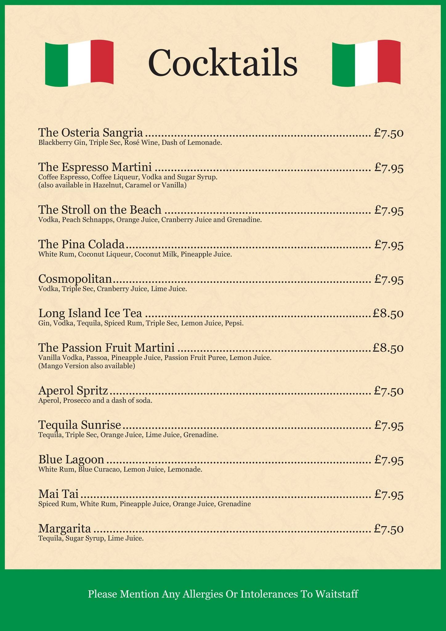 Menu at Osteria Italian Restaurant, Hull
