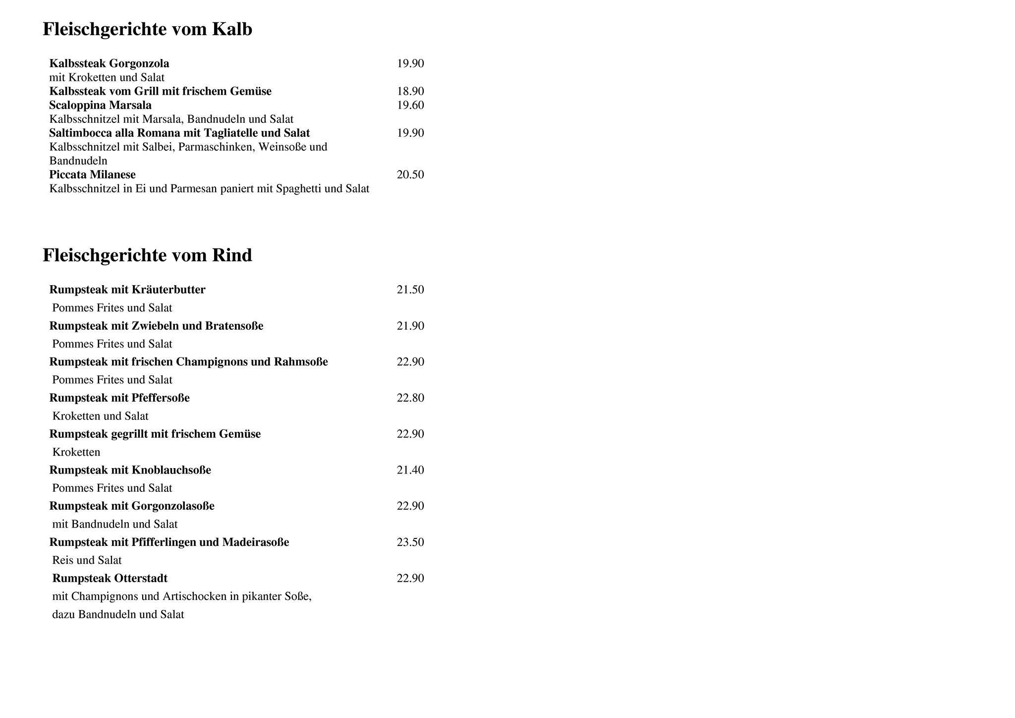 Carta del restaurante Ristorante Vivere, Otterstadt