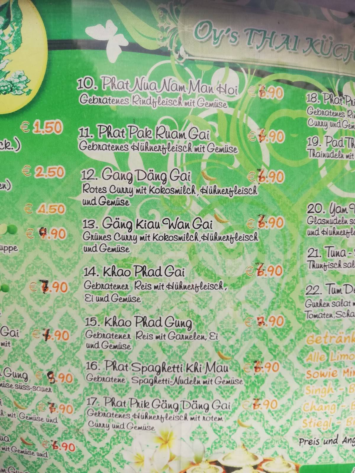 Speisekarte von Oy Thai Kitchen restaurant, Salzburg