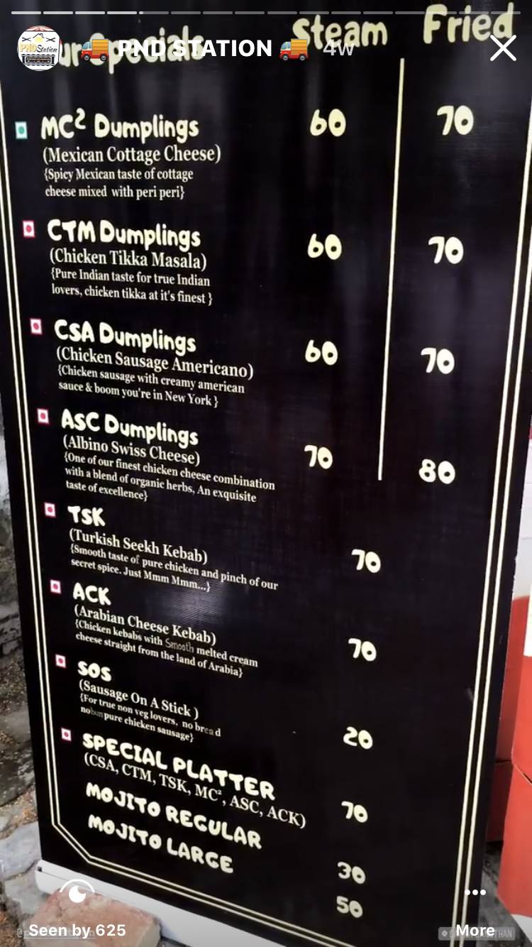Menu at PND Station, Lucknow