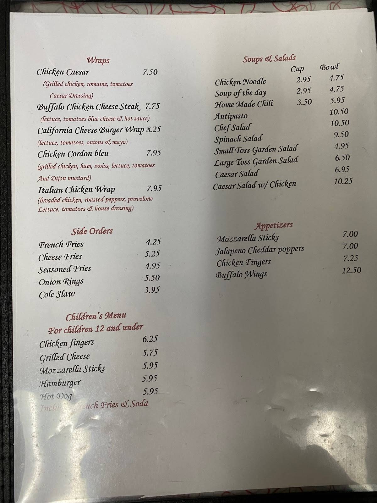 Menu at POPPY'S PLACE restaurant, Toms River
