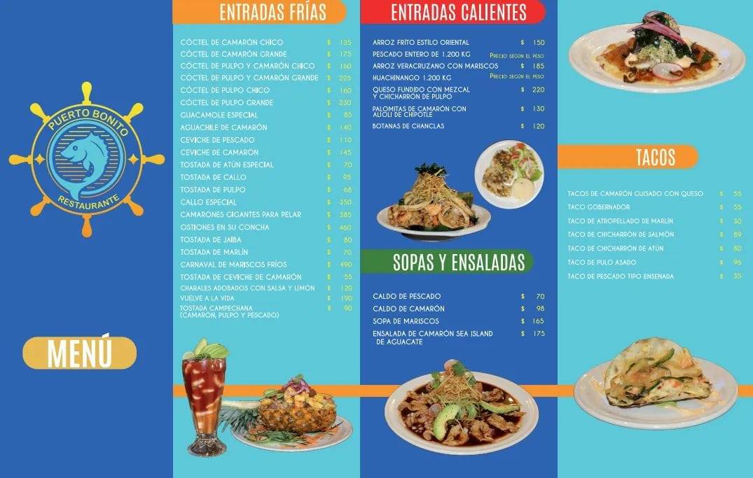 Menu at PUERTO BONITO restaurant, San Nicolás de los Garza