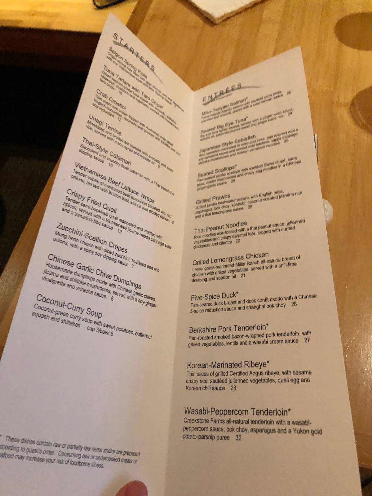 Menu at Pacific Rim By Kana restaurant, Ann Arbor