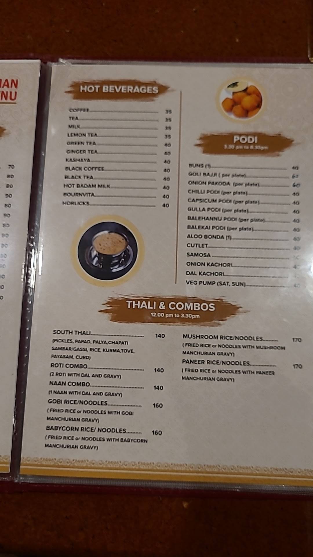 Menu at Pai Tiffins Manipal, Manipal