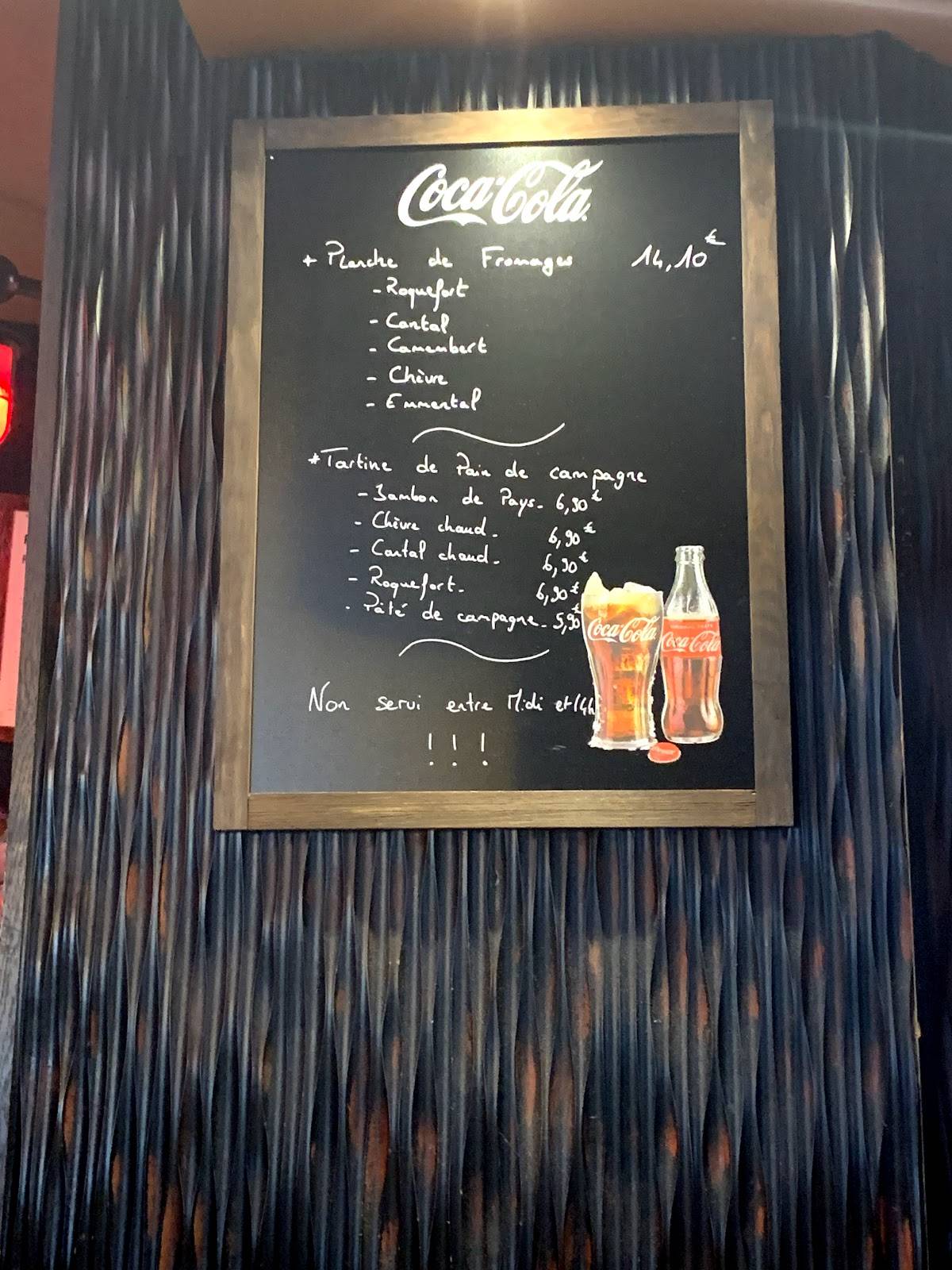 Menu au Café Marco Polo, Paris, 121 Rue Saint-Lazare
