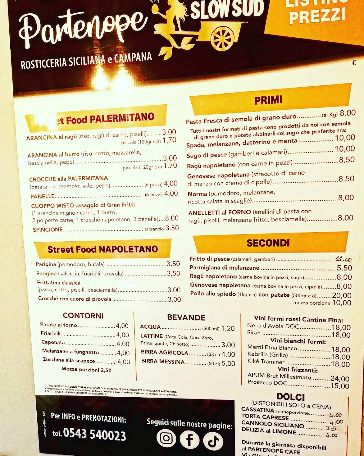 Menu at Partenope Slow Sud, Forli