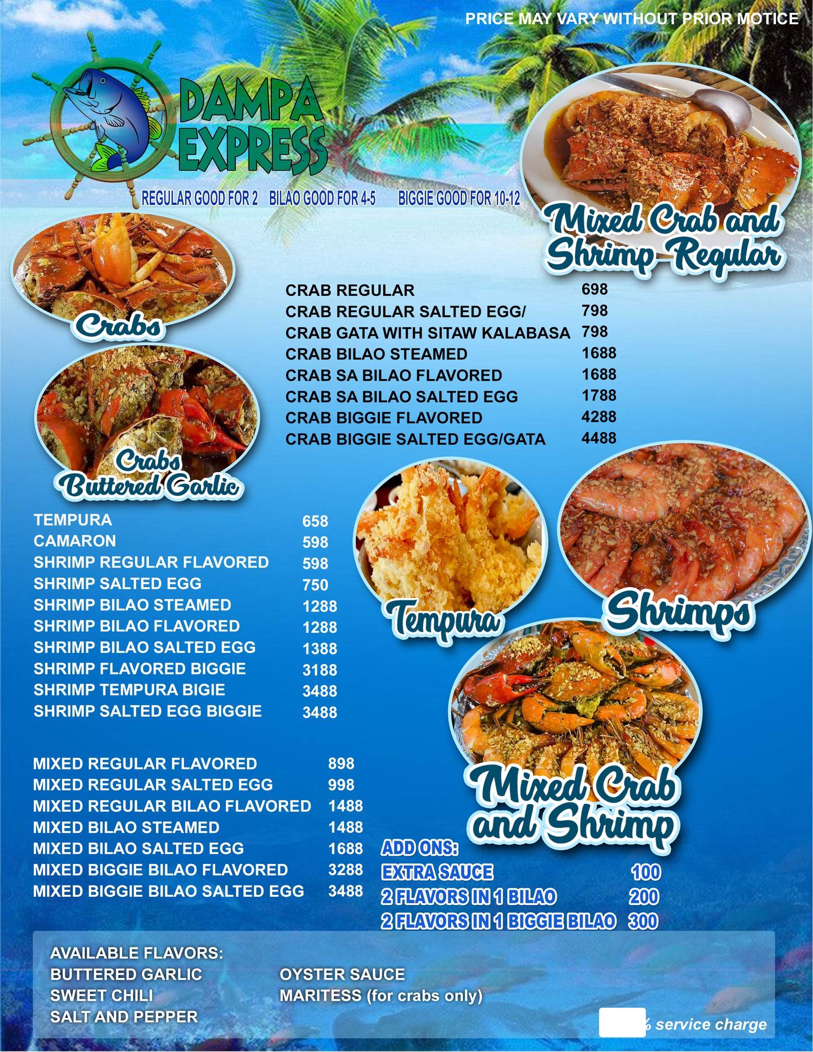 Menu at Dampa Express - Pioneer Center restaurant, Pasig
