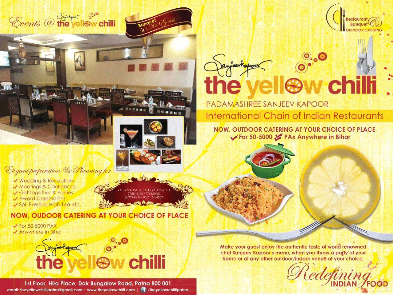 Menu at The Yellow Chilli, Patna