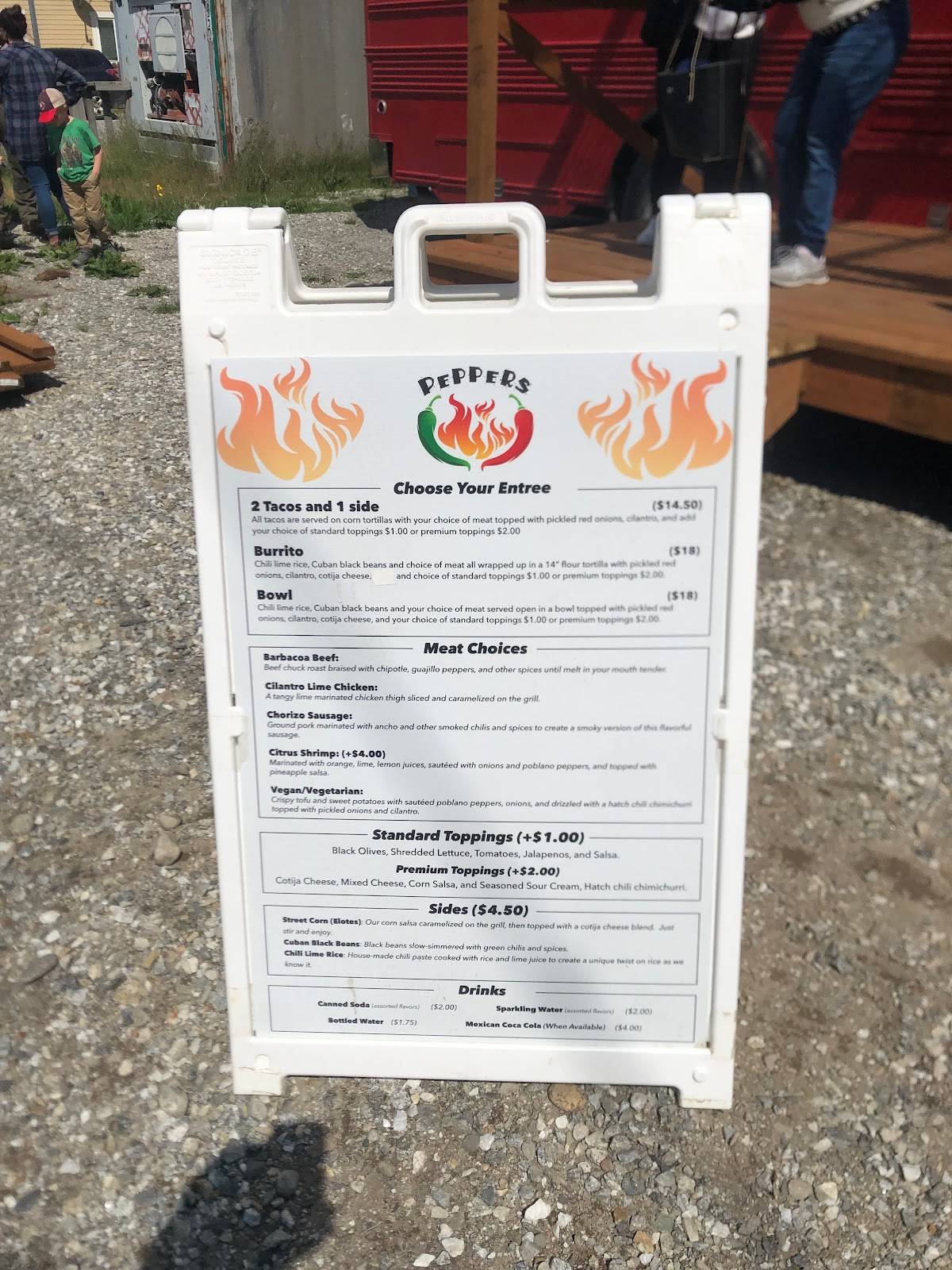 Menu at Peppers Street Fusion restaurant, Skagway