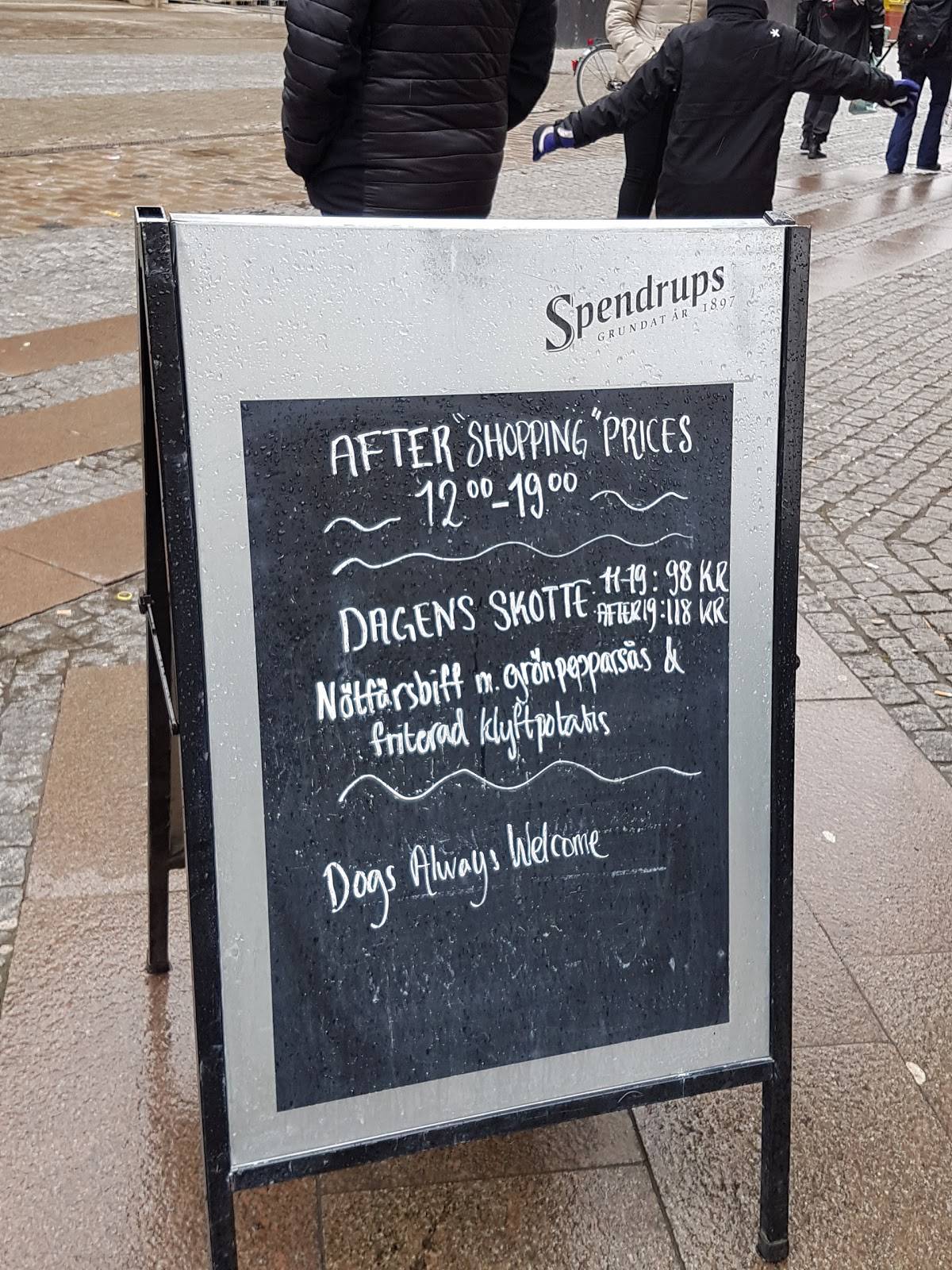 Menu at Pickwick Pub, Malmö