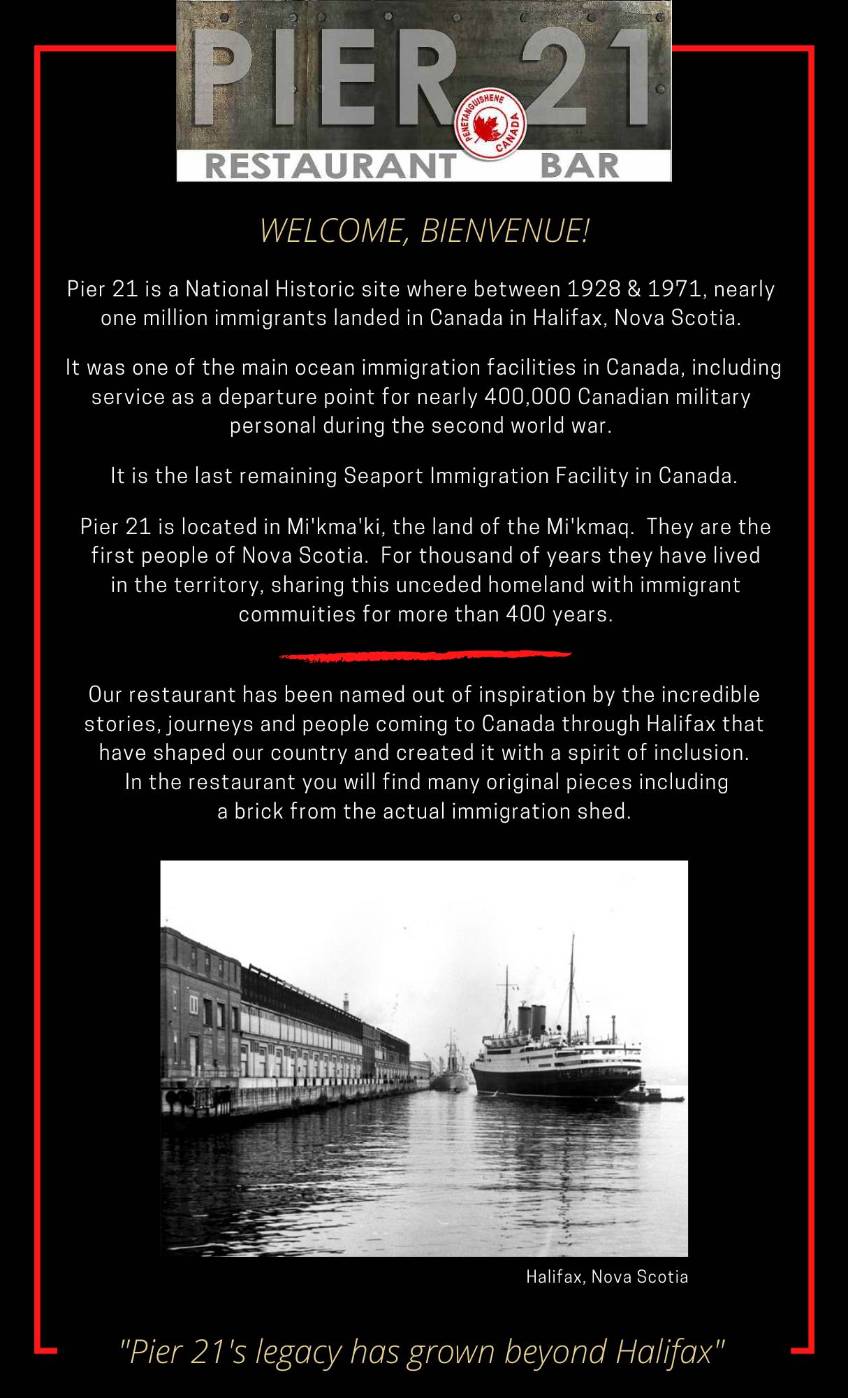 Menu at Pier 21 pub & bar, Penetanguishene