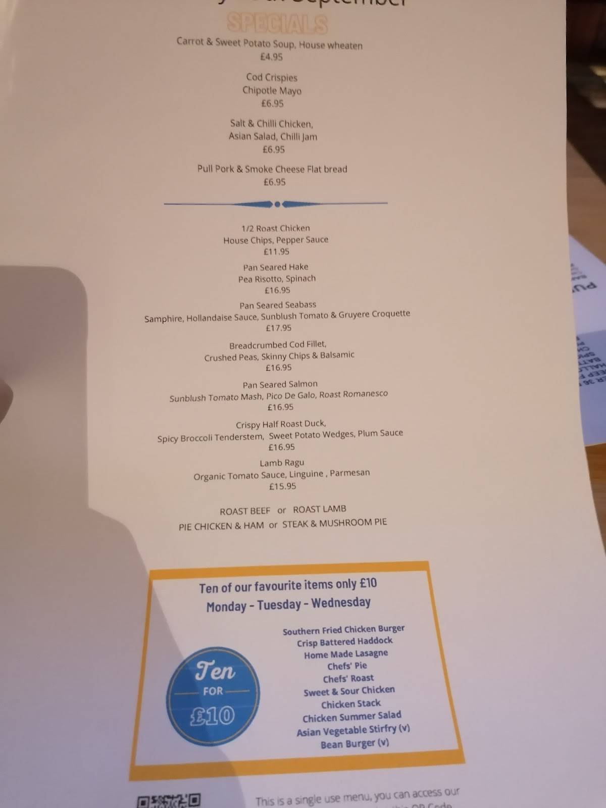 Menu at Pier 36 pub & bar, Donaghadee