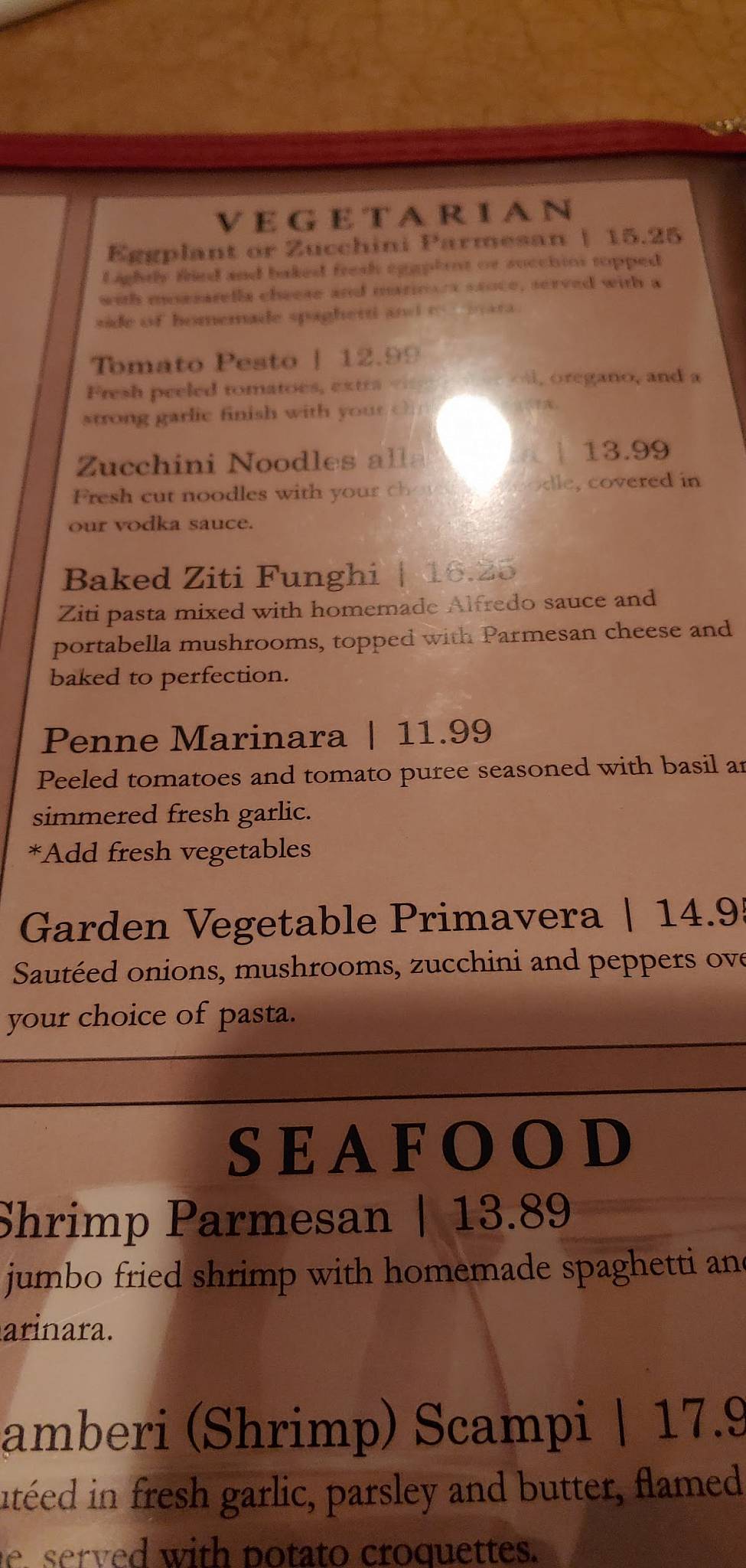 Menu at Piloni's Italian Restaurant, Terre Haute, Lafayette Ave