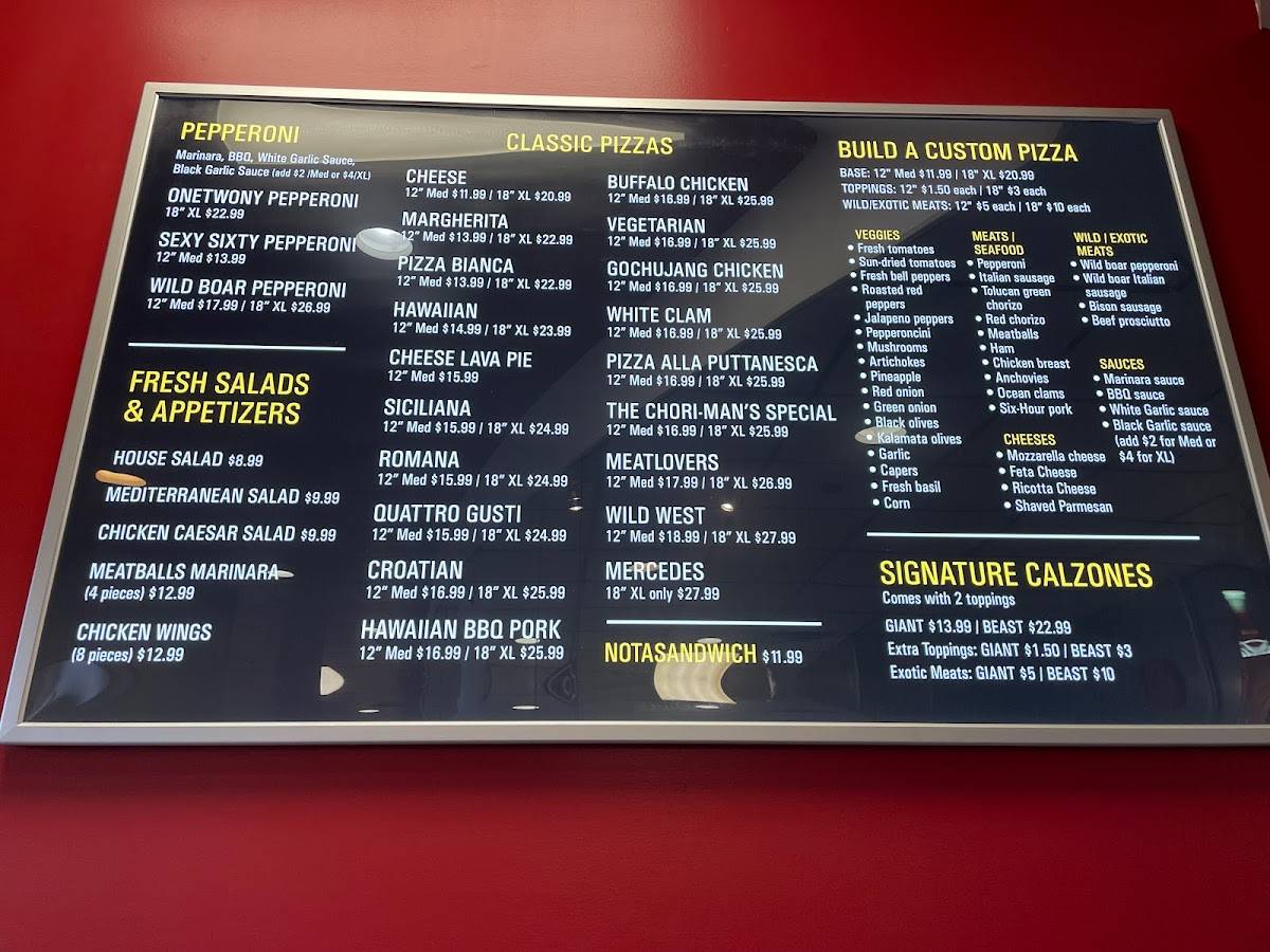 Menu at Burattino Brick Oven Pizza pizzeria, Carson