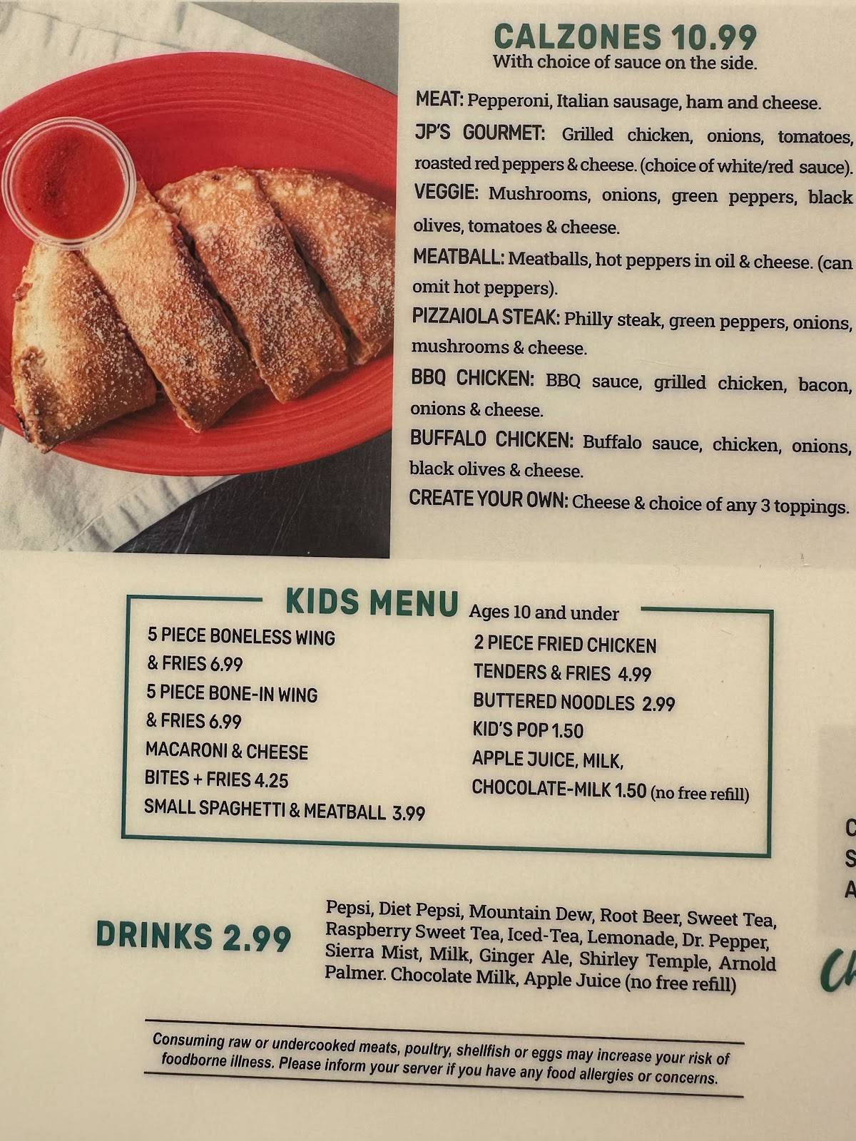 Menu at JP's Pizzeria & Grill, Calcutta