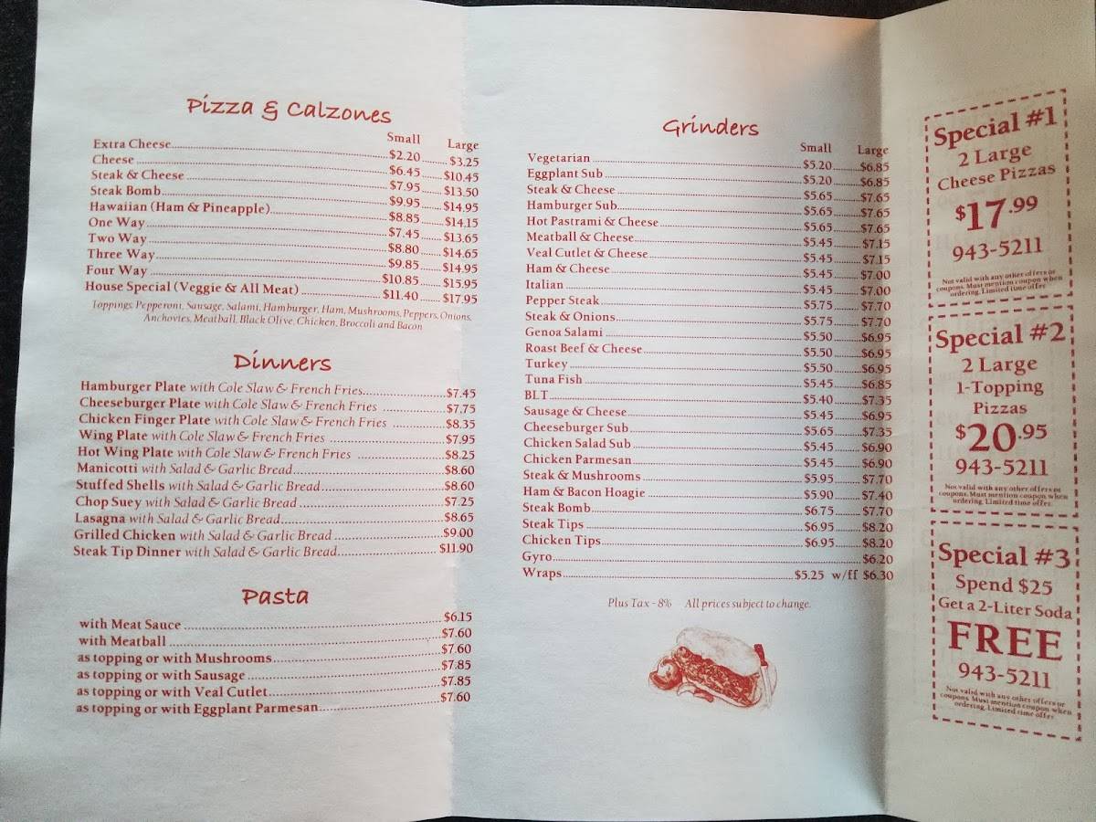 Menu at Milo House of Pizza pizzeria, Milo, 60 Main St