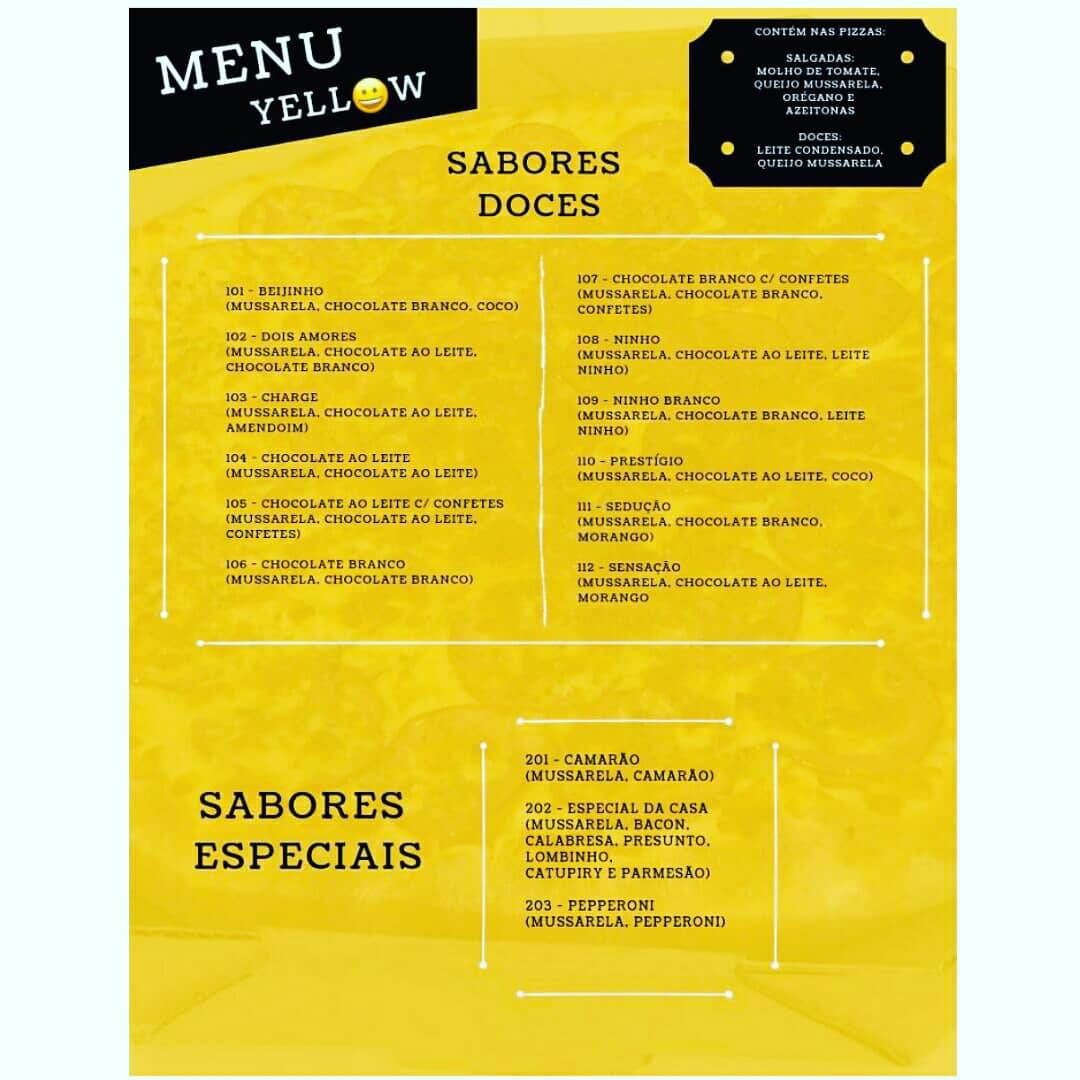 Menu em Yellow Pizza delivery pizzaria, Brasil