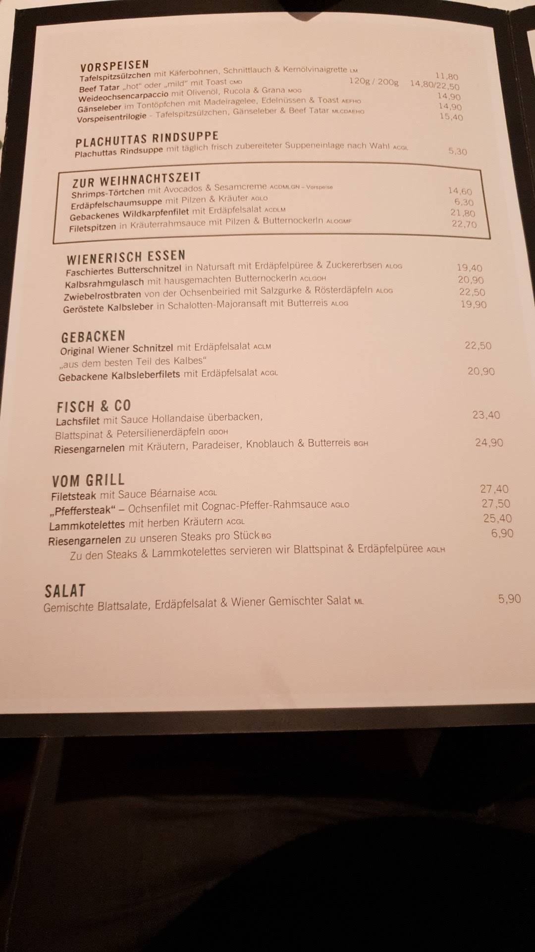 Speisekarte von Plachutta Nussdorf restaurant, Wien, Heiligenstädter ...