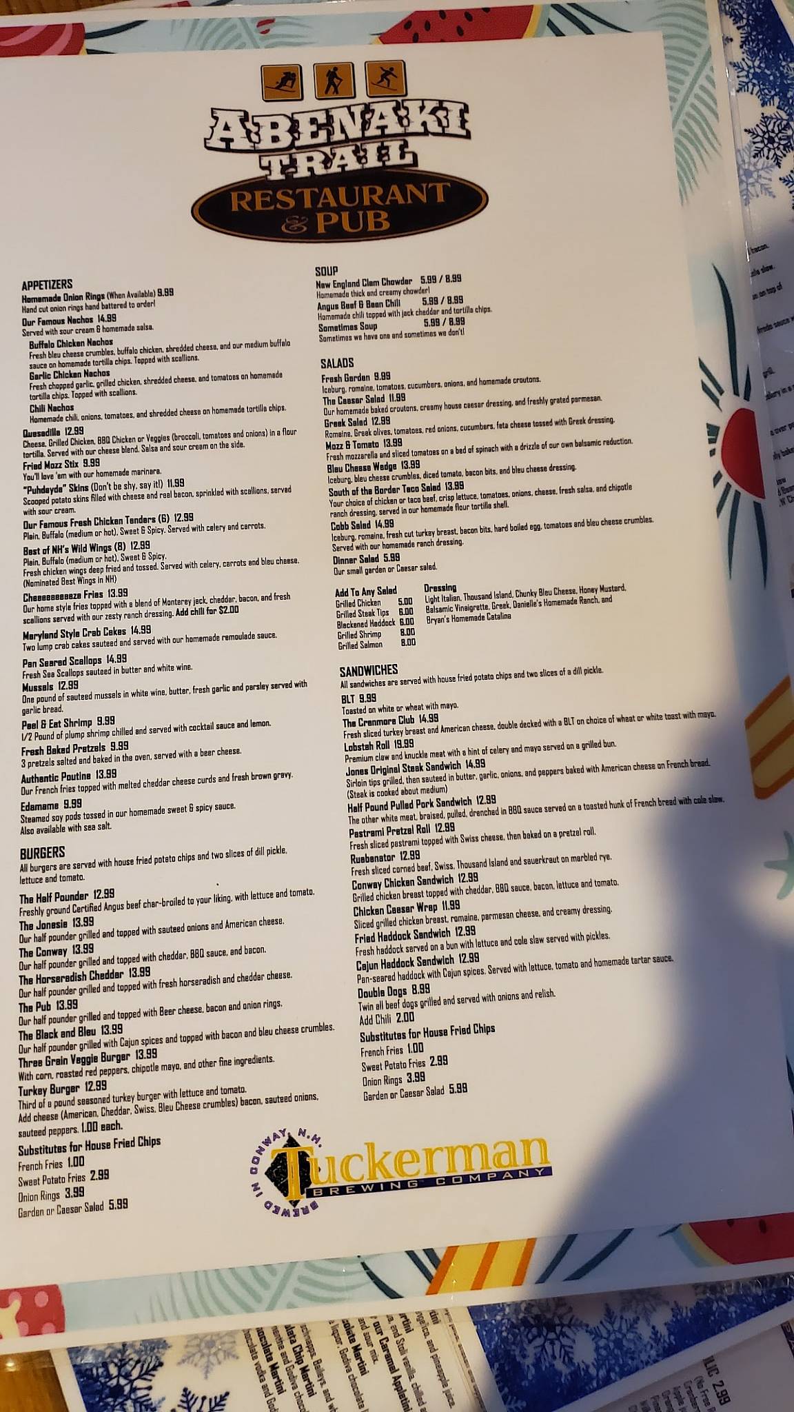 Menu at Abenaki Trail Restaurant & Pub, Conway