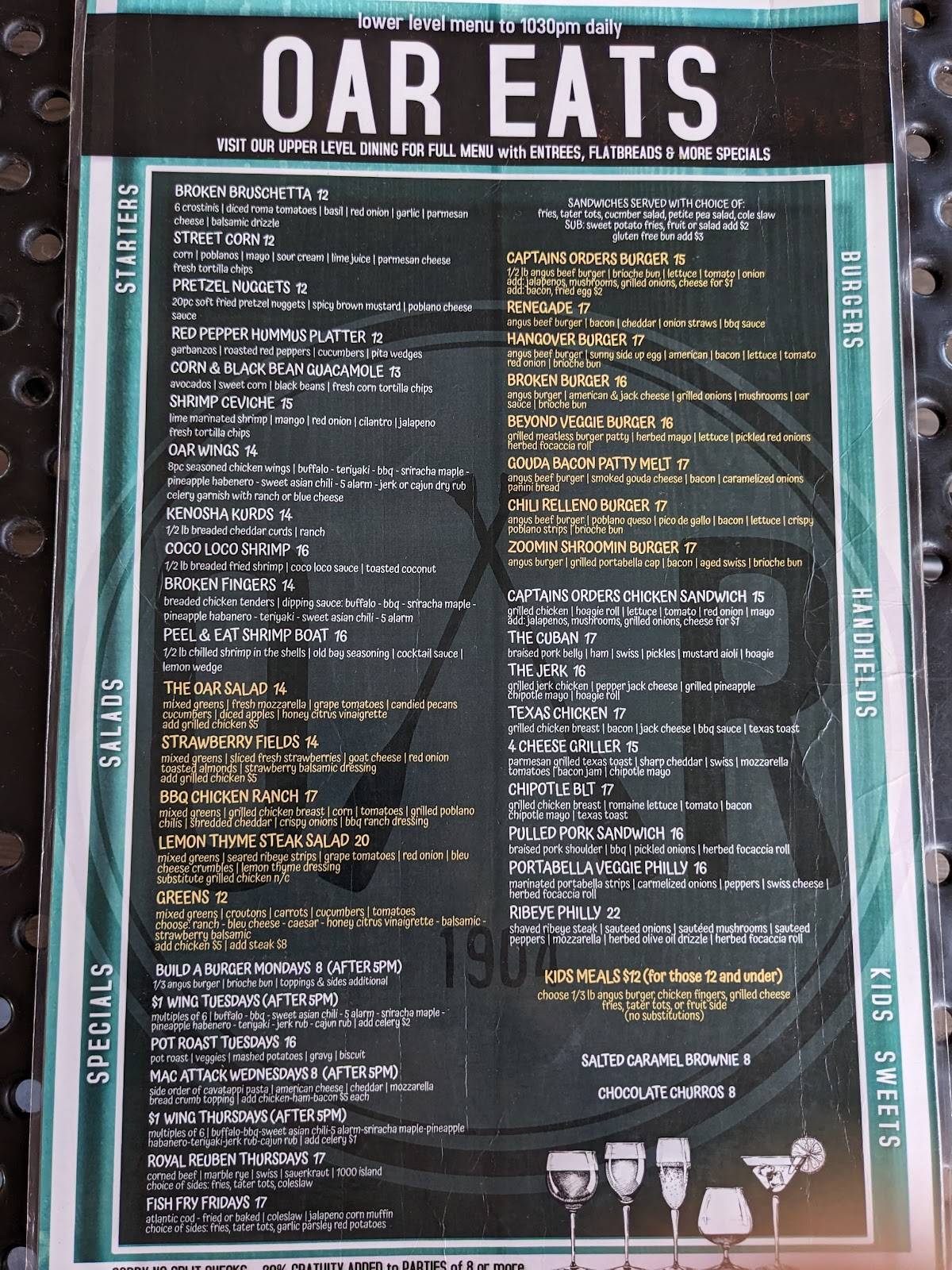 Menu at BROKEN OAR MARINA-BAR & GRILL, Port Barrington, 614 Rawson ...