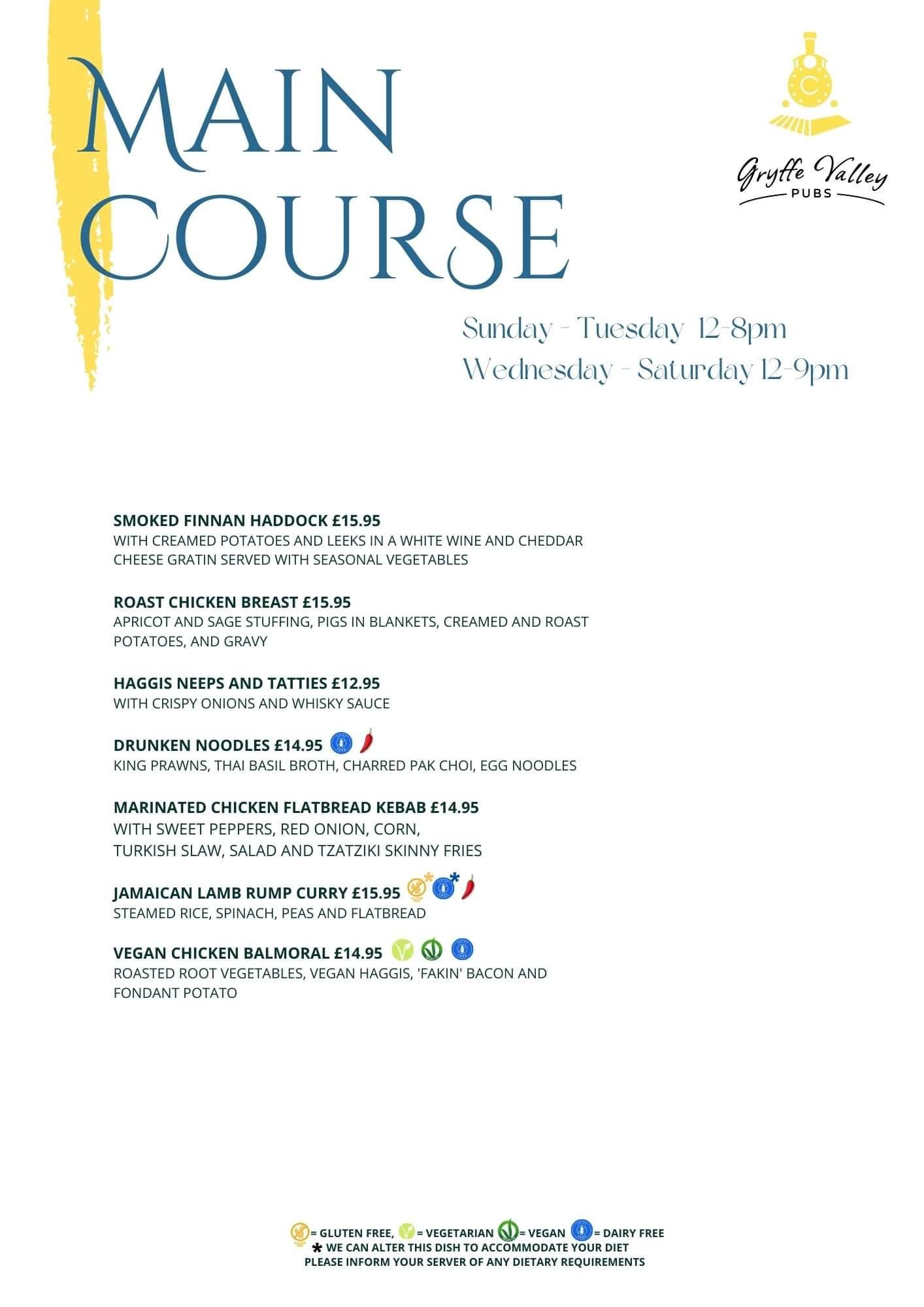 Menu at Carriages pub & bar, Kilmacolm