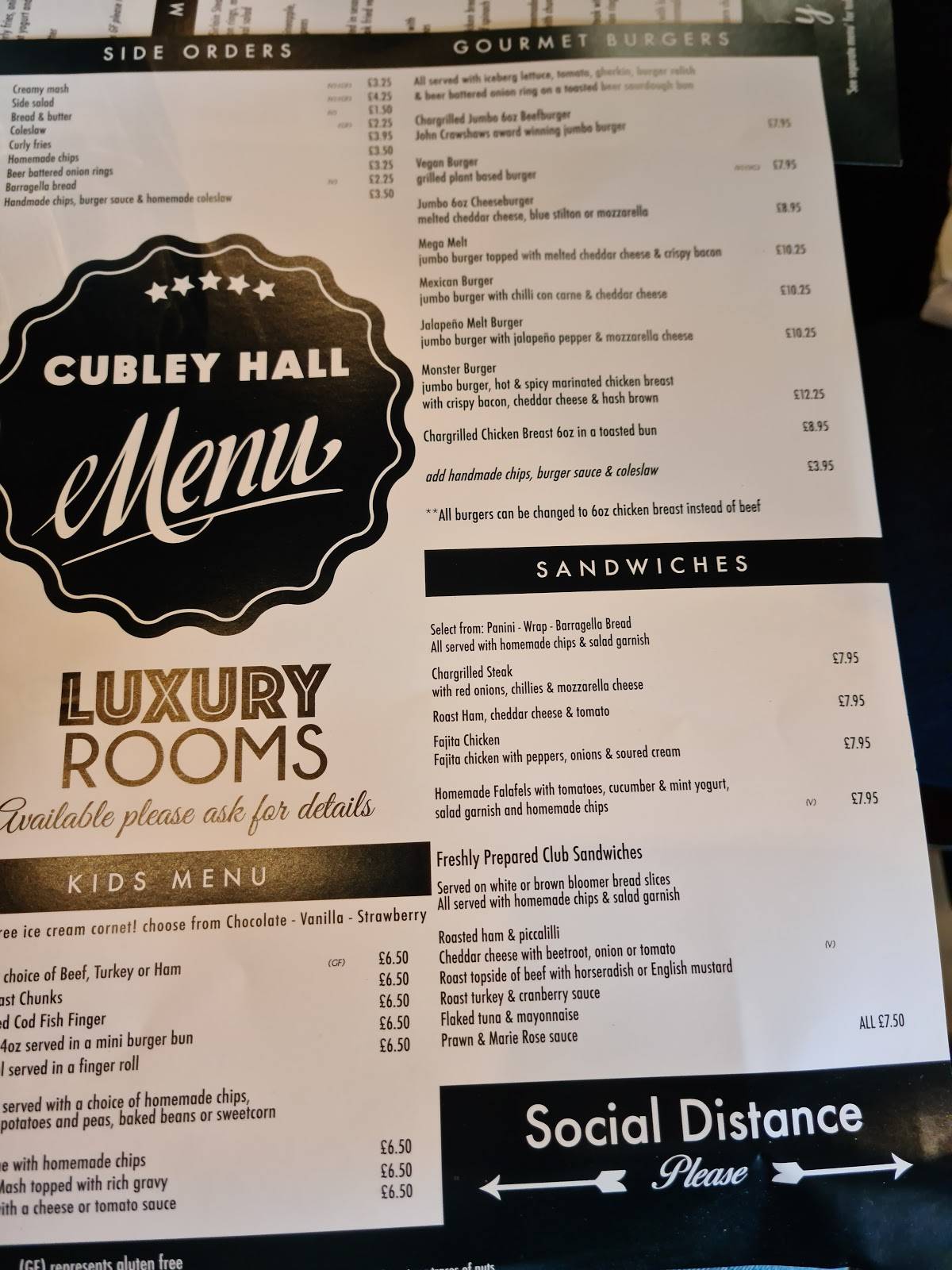 Menu at Cubley Hall pub & bar, Sheffield