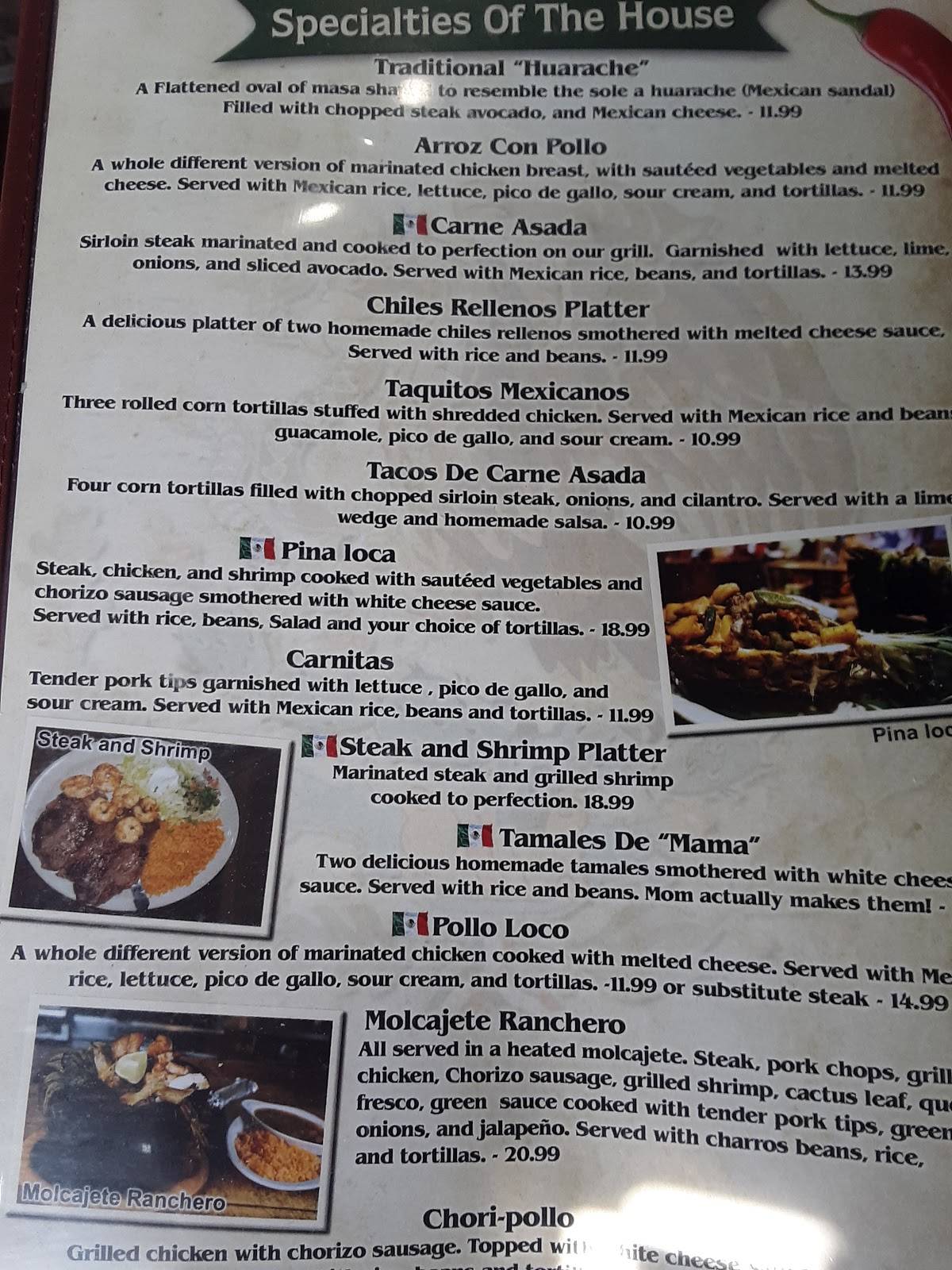 Menu at El Machete Mexican Bar and Grill, Sevierville