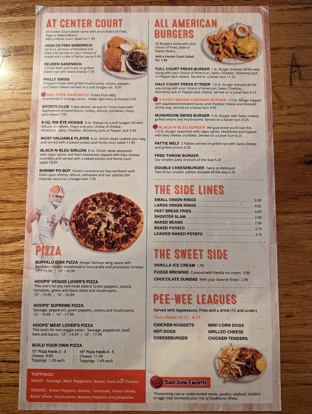 Menu at Hoops Grill & Sports Bar, Louisville, Strawberry Ln