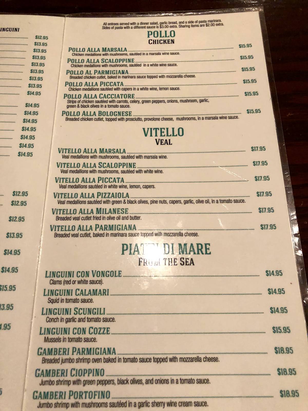 Menu at IL Pescatore pub & bar, Orlando