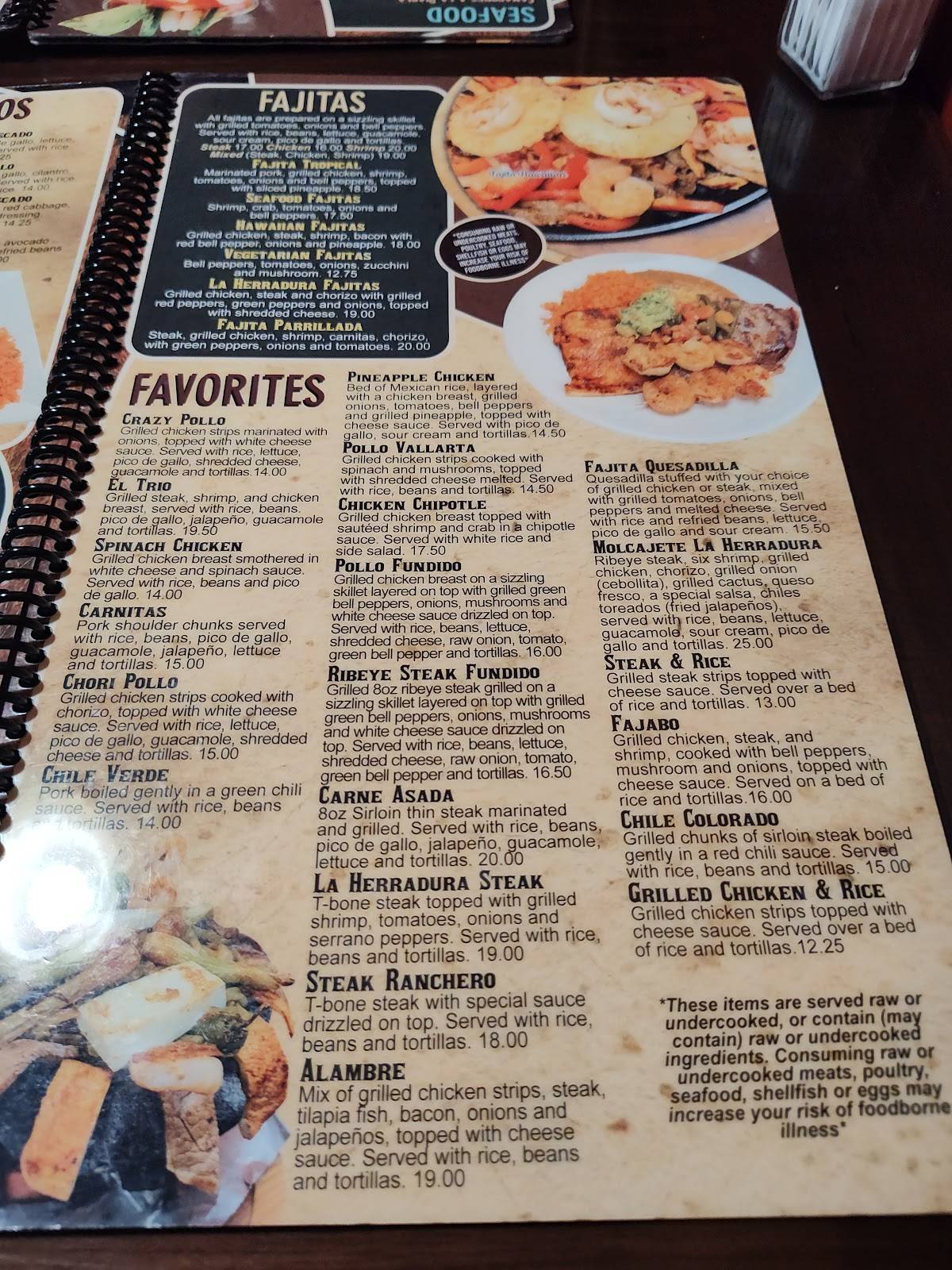 Menu at La Herradura pub & bar, Silvis