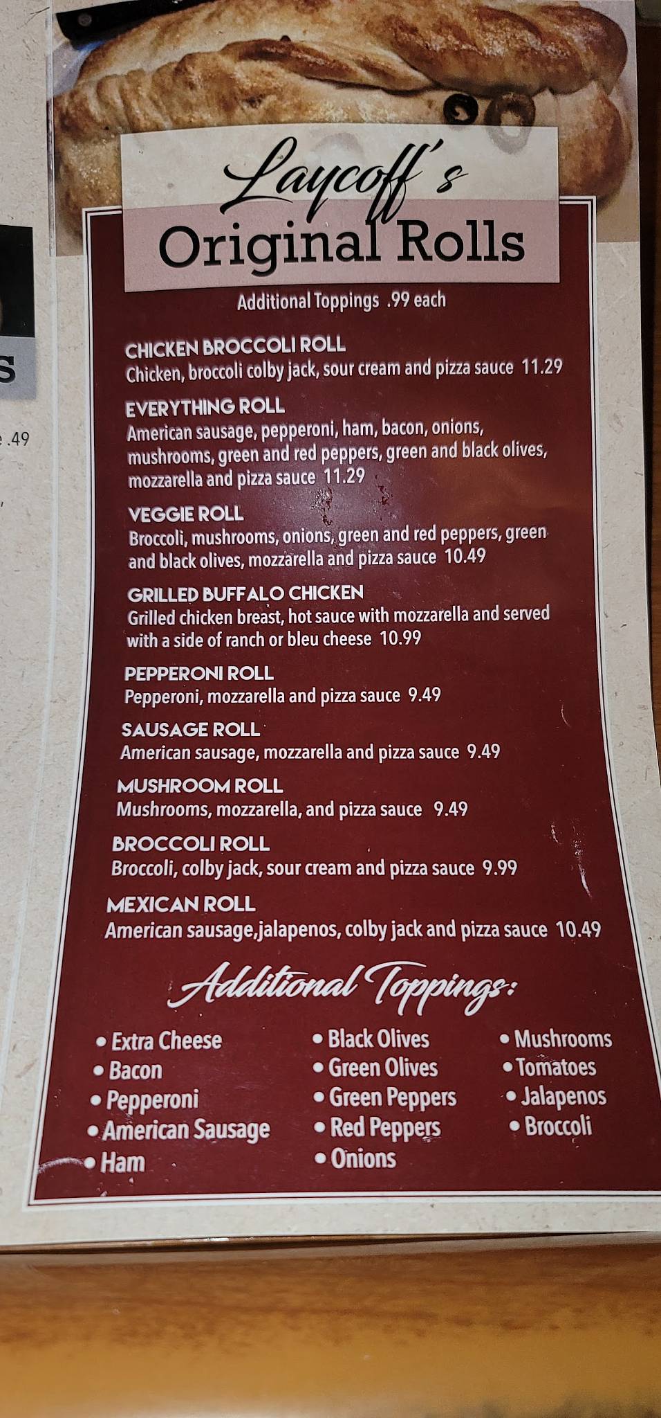 Menu at Laycoff's Tavern pub & bar, Fort Wayne