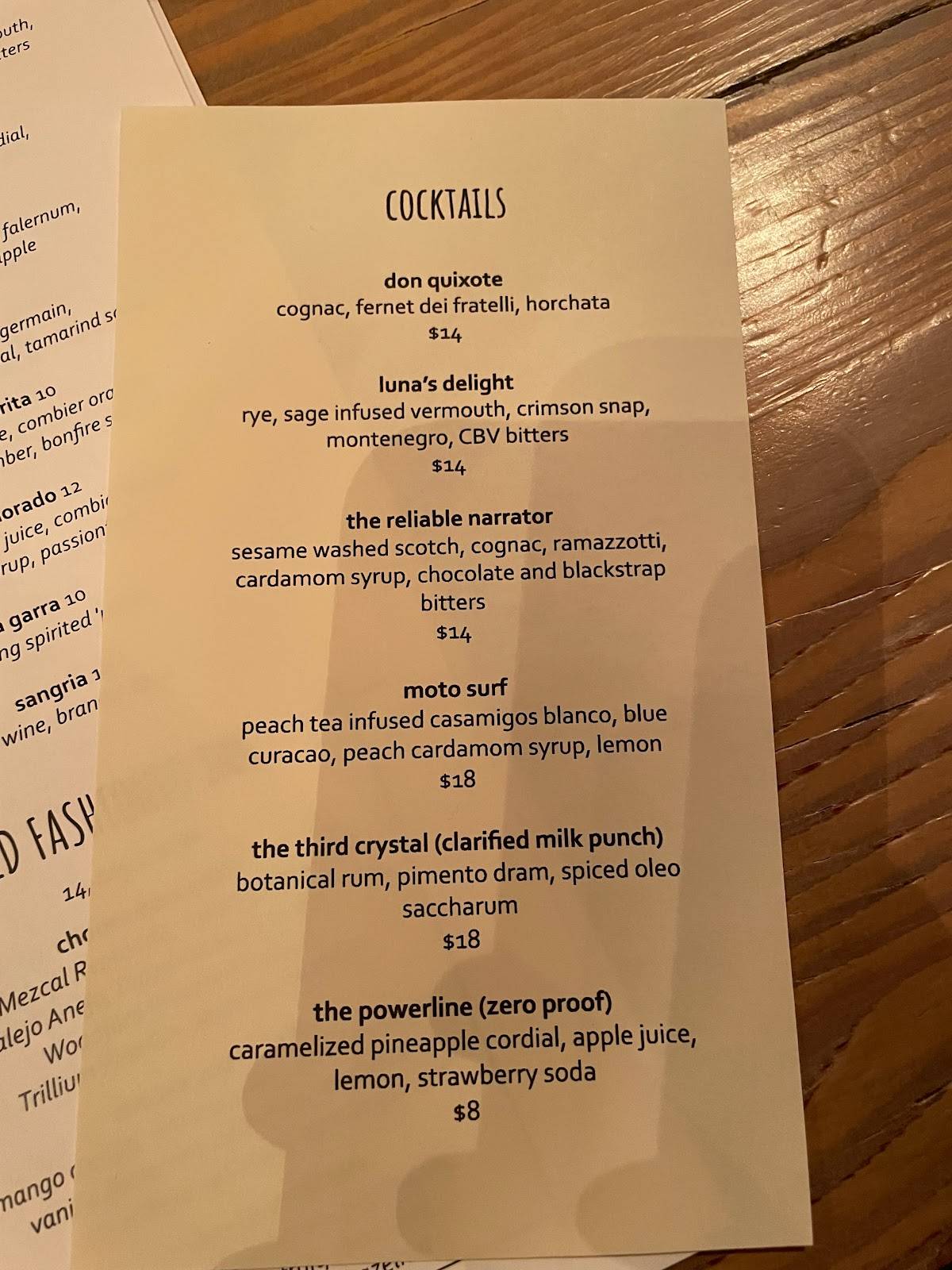 Menu at Lechon pub & bar, Portland