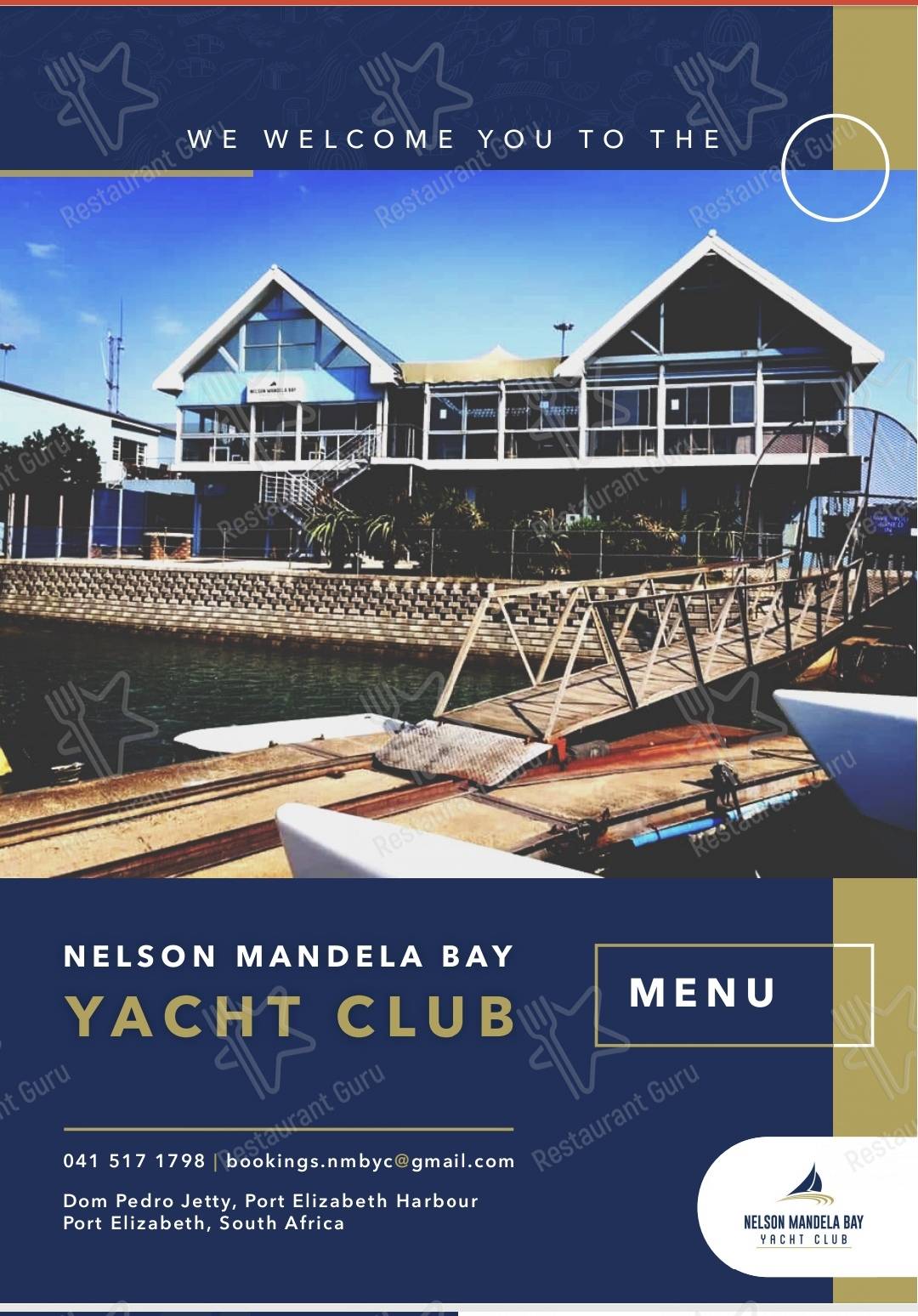 Menu at Nelson Mandela Bay Yacht Club, Port Elizabeth