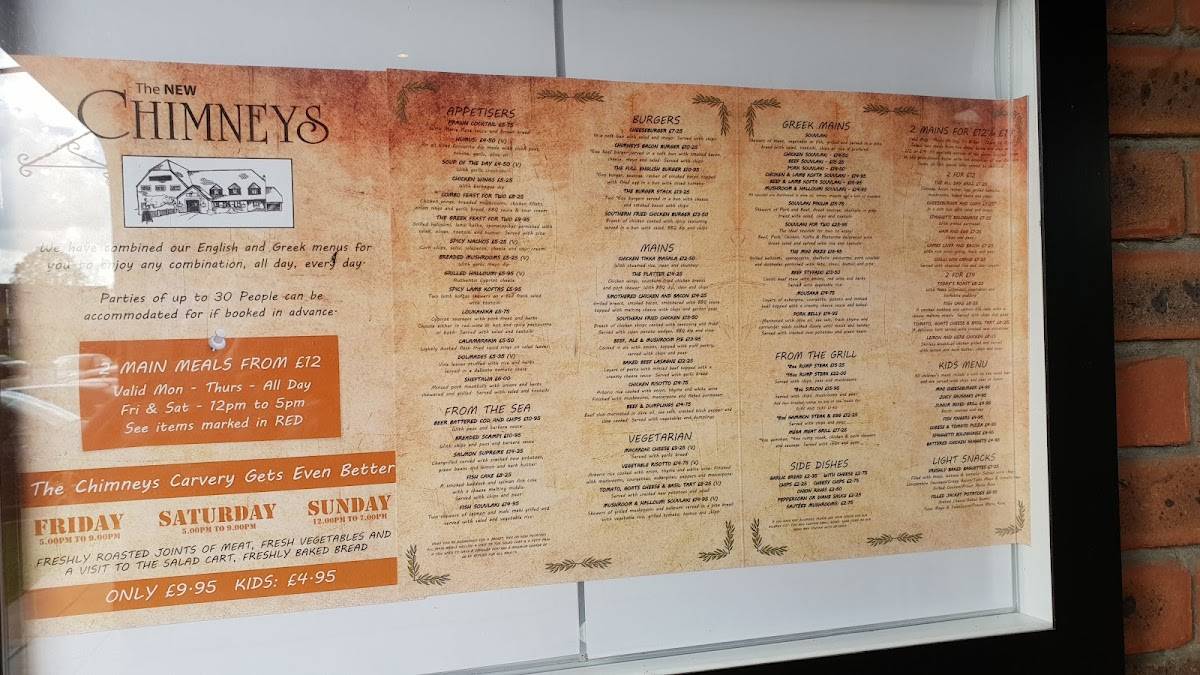 Menu at New Chimneys pub & bar, Ashford, Loudon Way