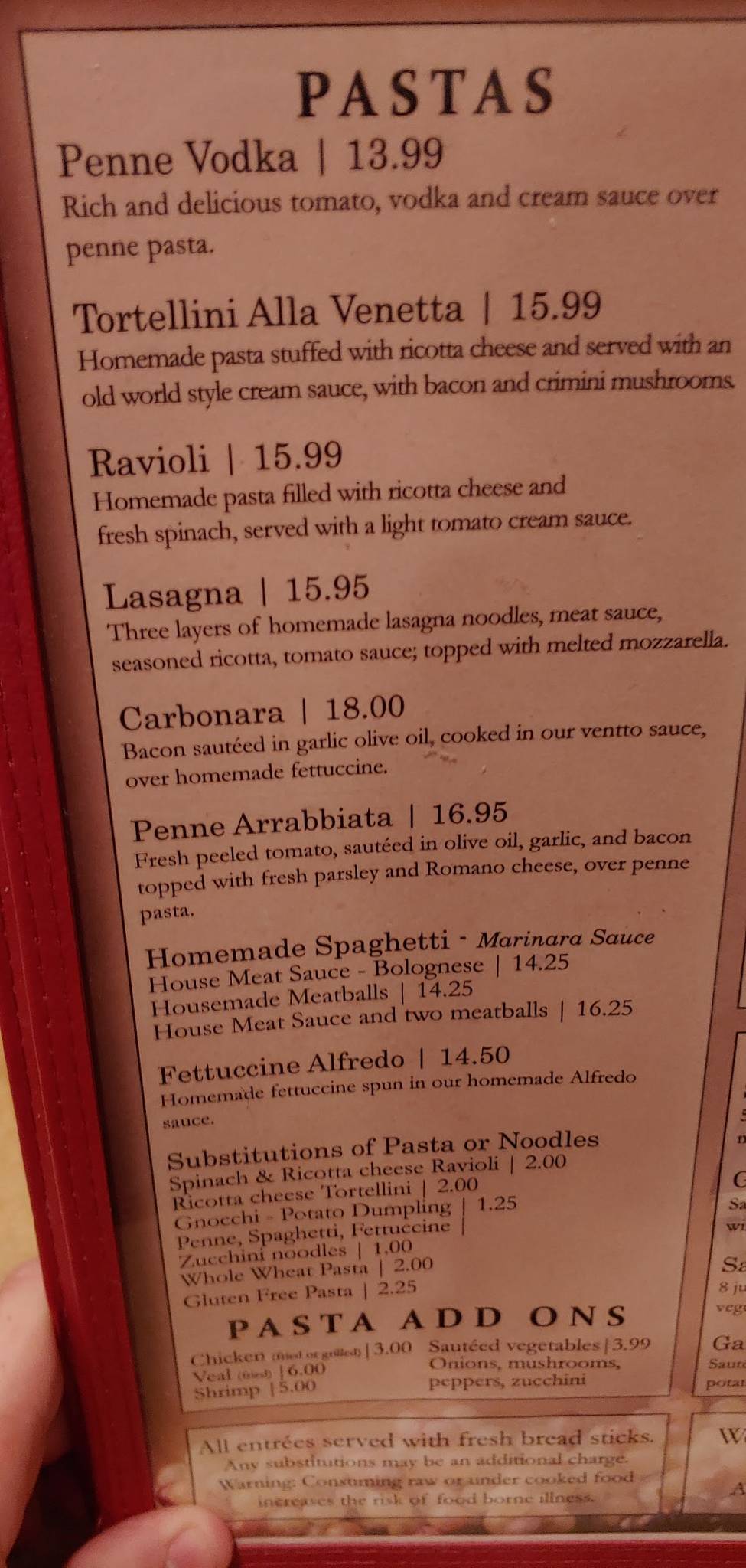 Menu at Piloni's Italian Restaurant, Terre Haute, Lafayette Ave