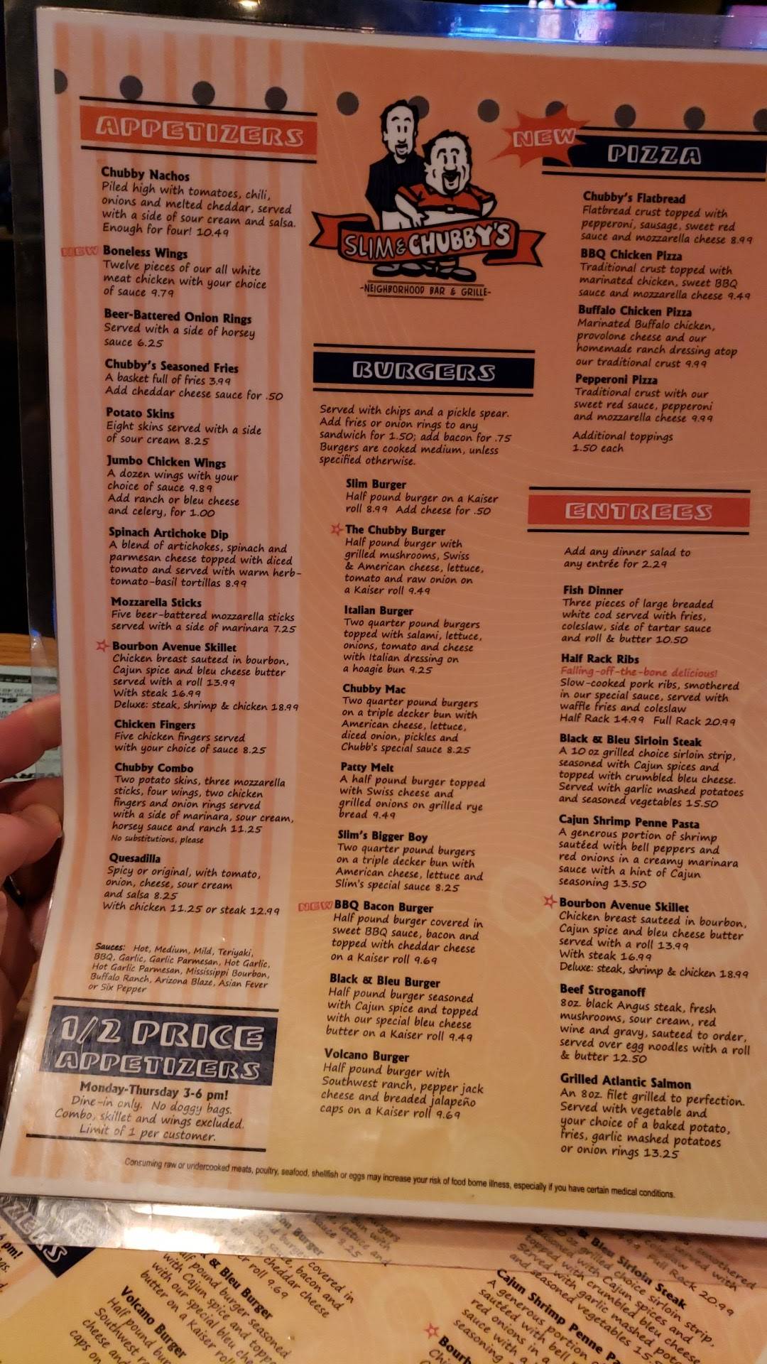 Menu at Slim & Chubby's Strongsville pub & bar, Strongsville, Prospect Rd