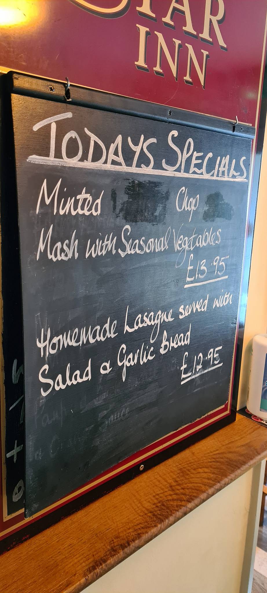 Menu at Star Inn pub & bar, Tideswell