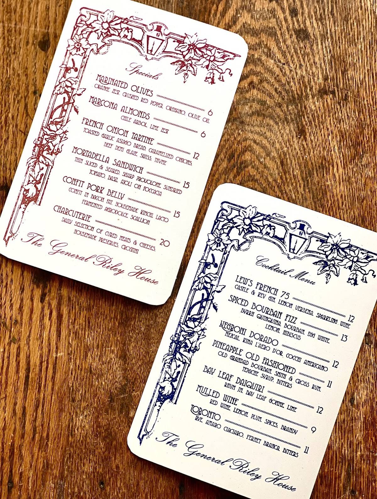Menu at The General Riley House Speakeasy pub & bar, East Aurora
