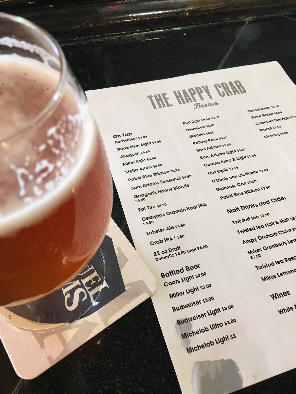 Menu at The Happy Crab pub & bar, Eastport