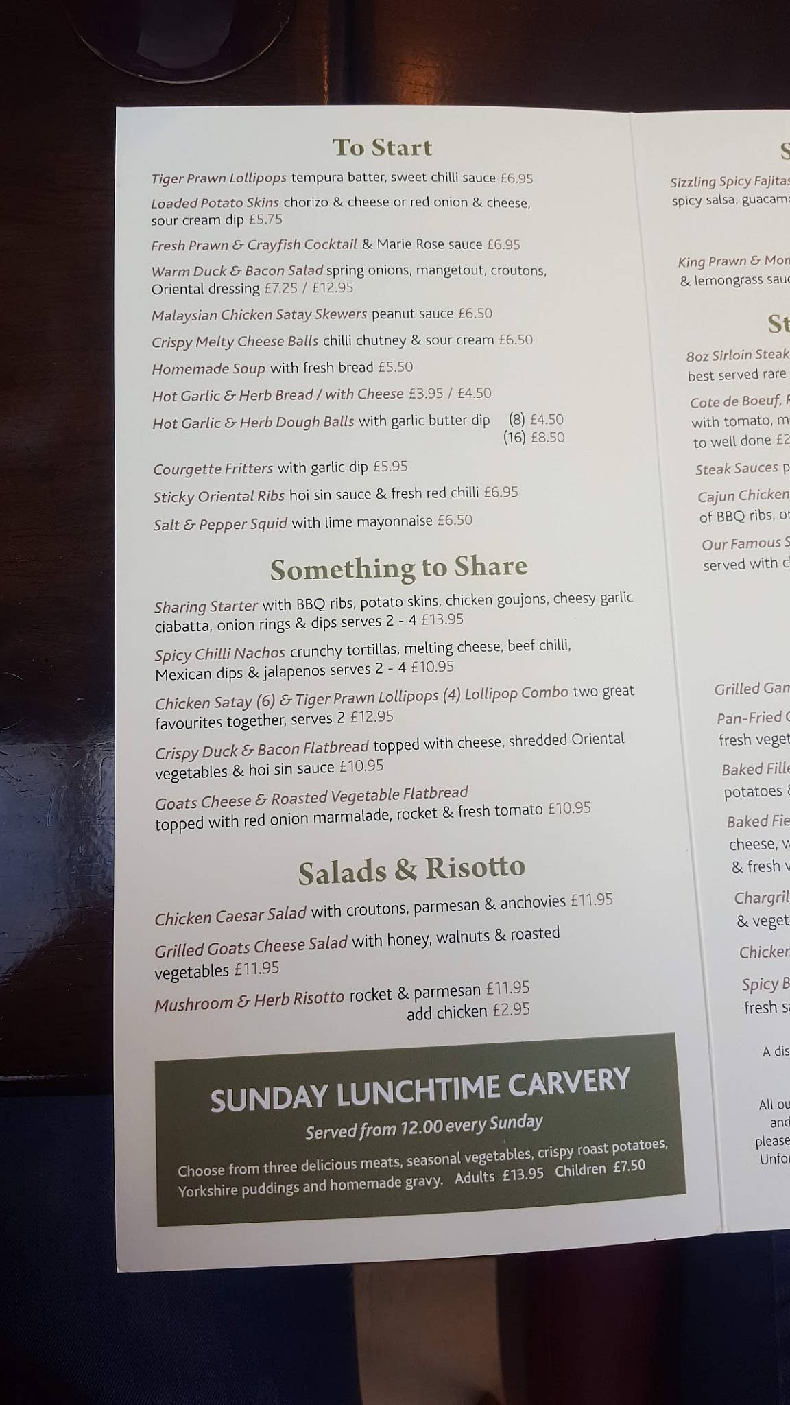 Menu at The Horseshoe pub & bar, Warlingham